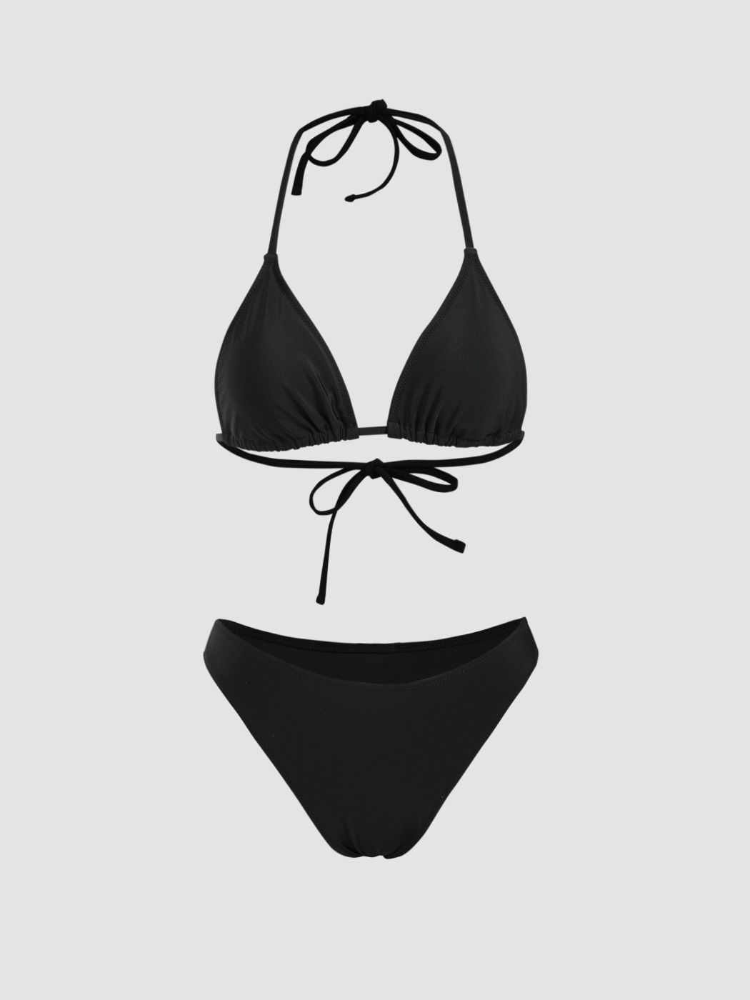 Triangle Halter Bikini Swimsuit With Mesh Cover Up Set For Vacation