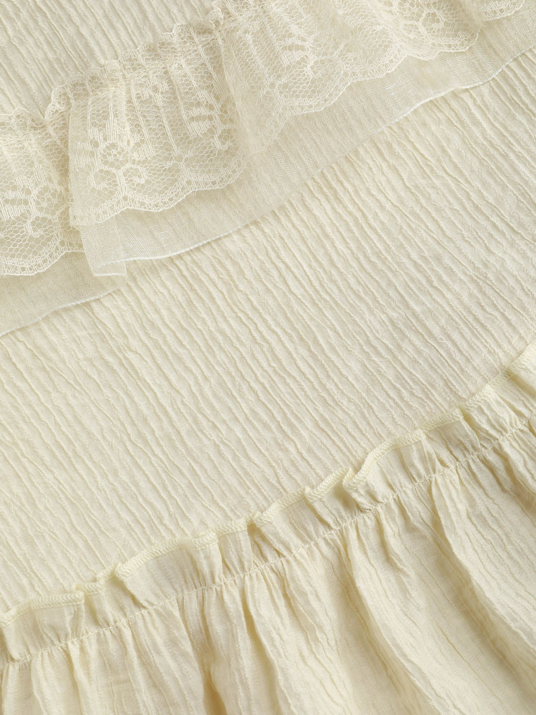Lace Woven Solid Ruffle Lace Trim Tiered Maxi Skirt For Daily Casual