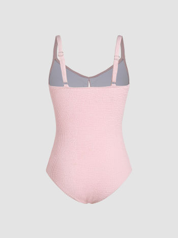 Knit Fabric Knotted Lace Texture One Piece Swimsuit For Vacation ...
