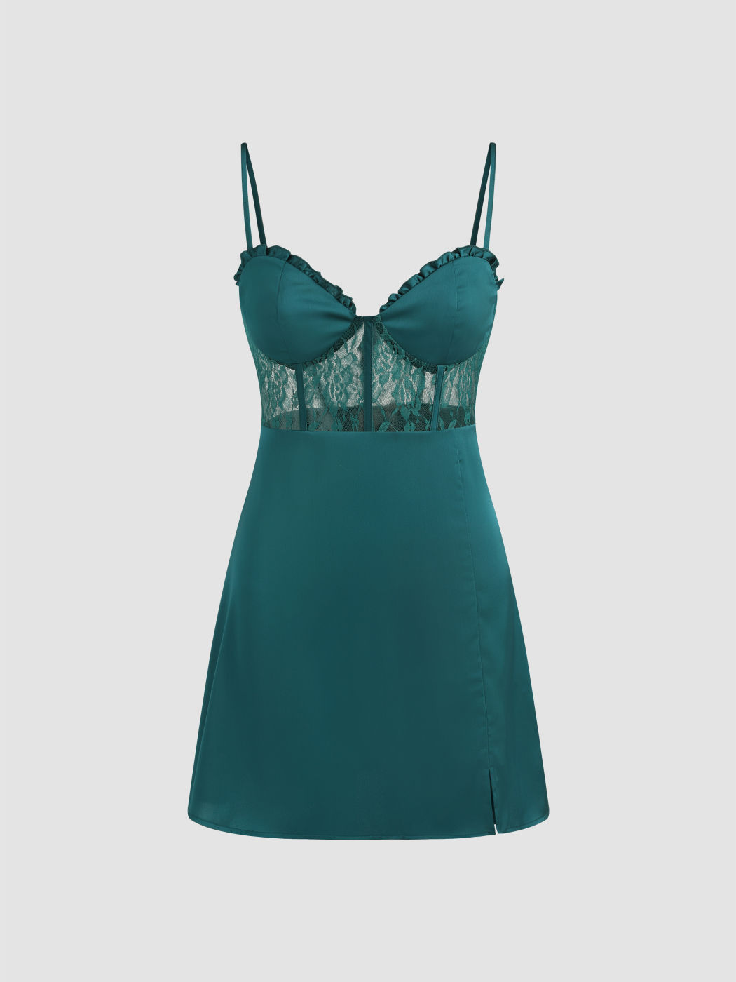 Sun Dresses Satin Lace Sheer Mini Dress For Date