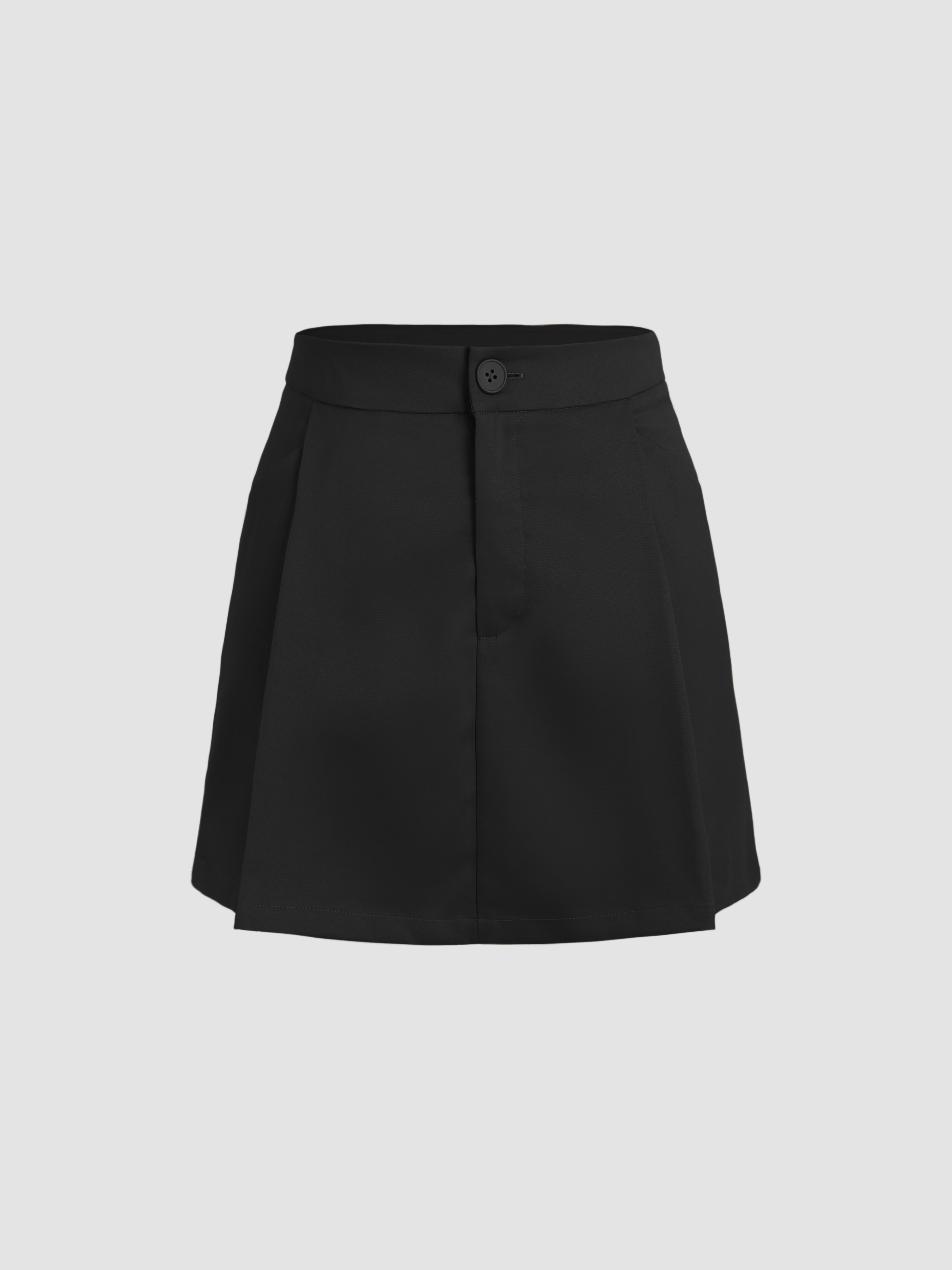 Button Pleated Mini Skirt For School Daily Casual Work