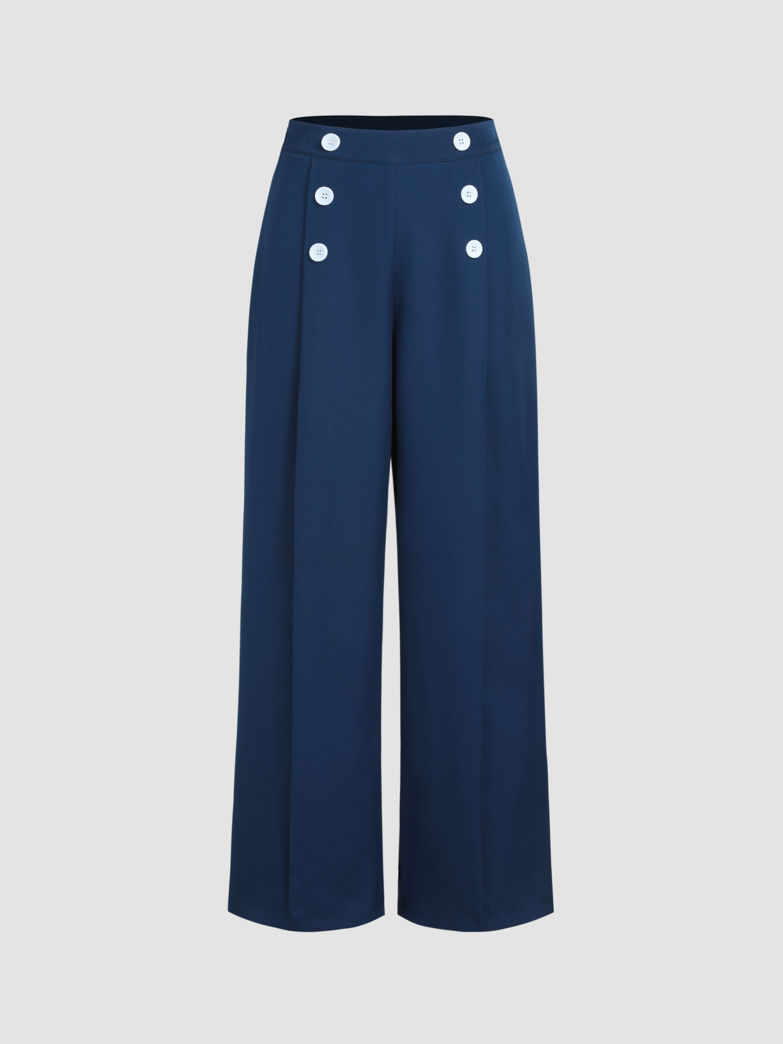 Button Up High Waist Wide Leg Pants For Daily Casual Work