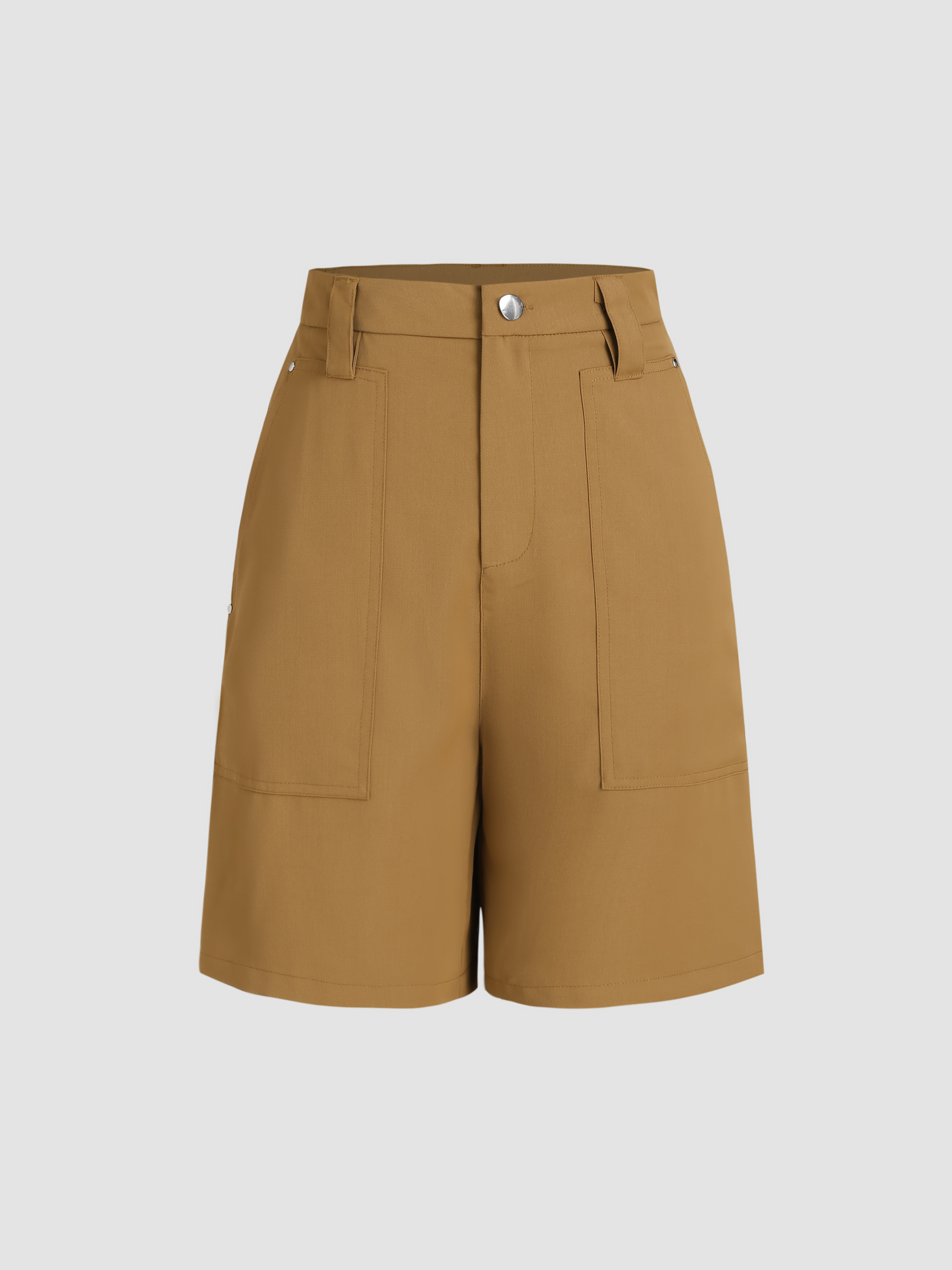 Woven Pocket Button Shorts For Daily Casual School