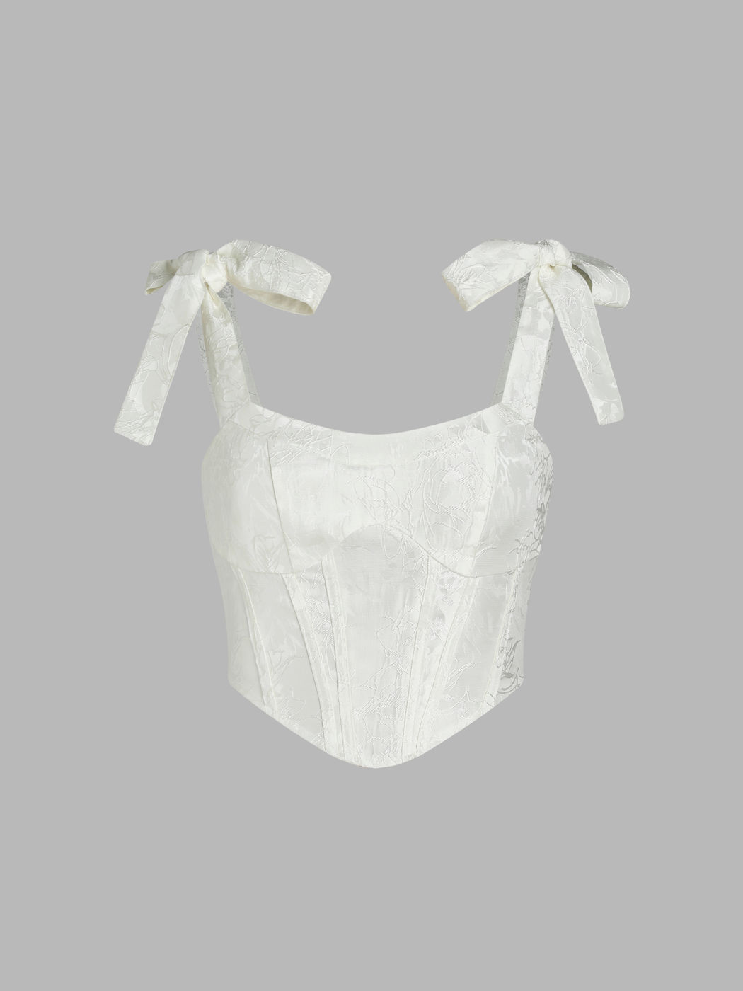 Jacquard Jacquard Corset Knotted Crop Cami Top For Daily Casual Date