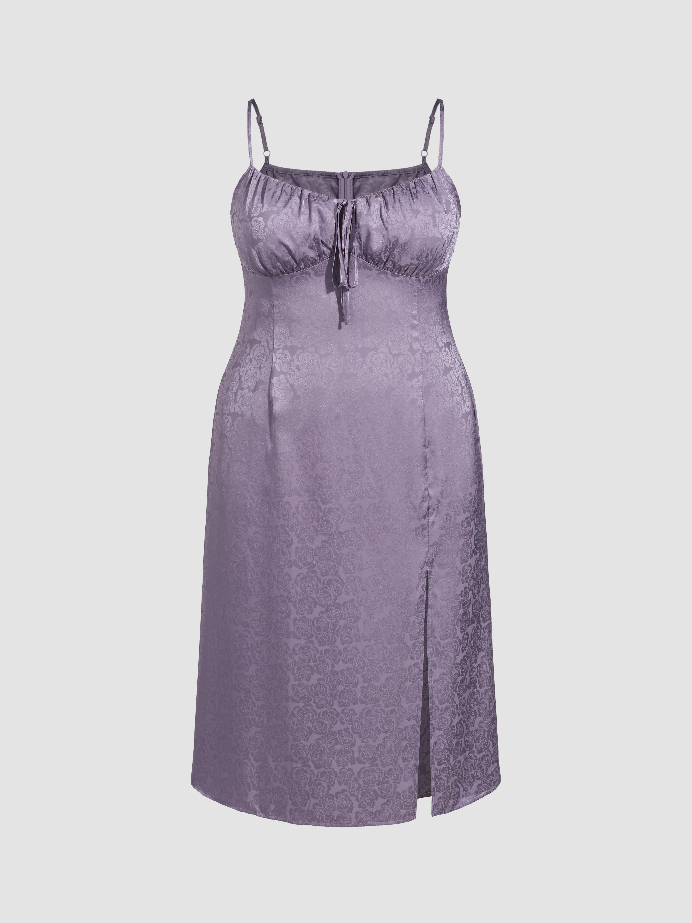 Satin Floral Split Midi Dress Curve And Plus For Date