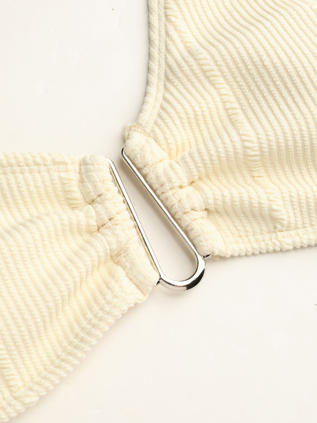 Texture One Shoulder Bikini Swimsuit For Vacation Swimming Pool Beach