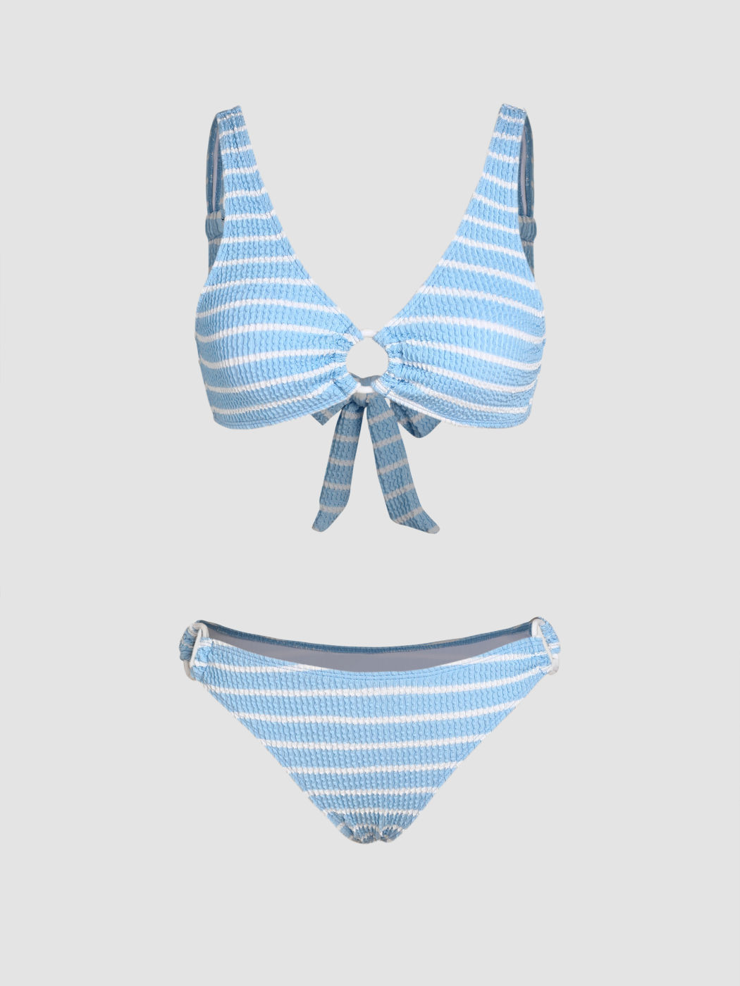 O-Ring Striped Texture Bikini Swimsuit - Cider