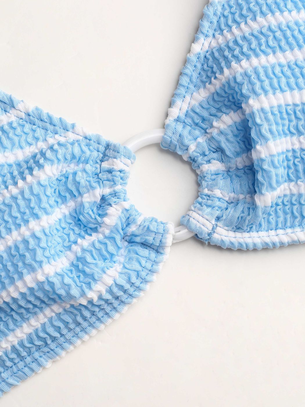 O-Ring Striped Texture Bikini Swimsuit - Cider