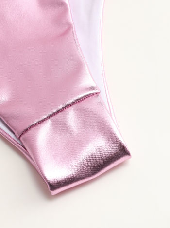 Faux Leather Metallic Triangle Bikini Swimsuit For Vacation Swimming ...