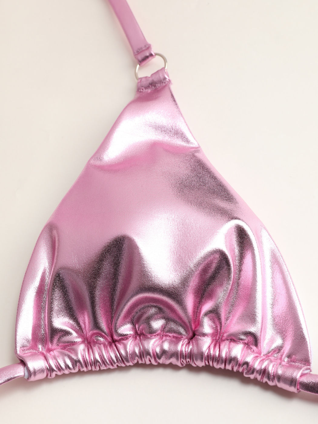 Faux Leather Metallic Triangle Bikini Swimsuit - Cider