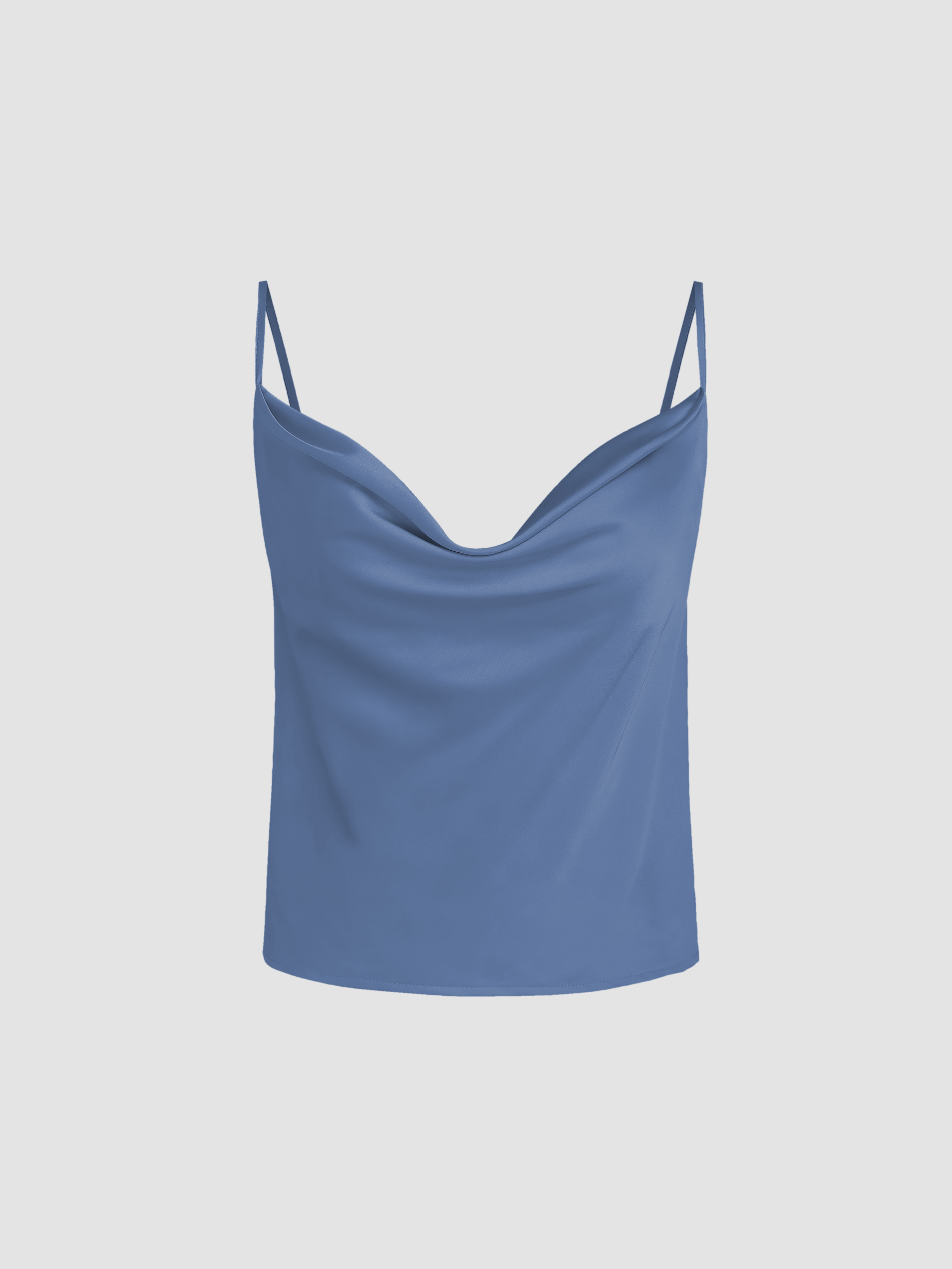 Satin Satin Cowl Neck Cami Top For Daily Casual
