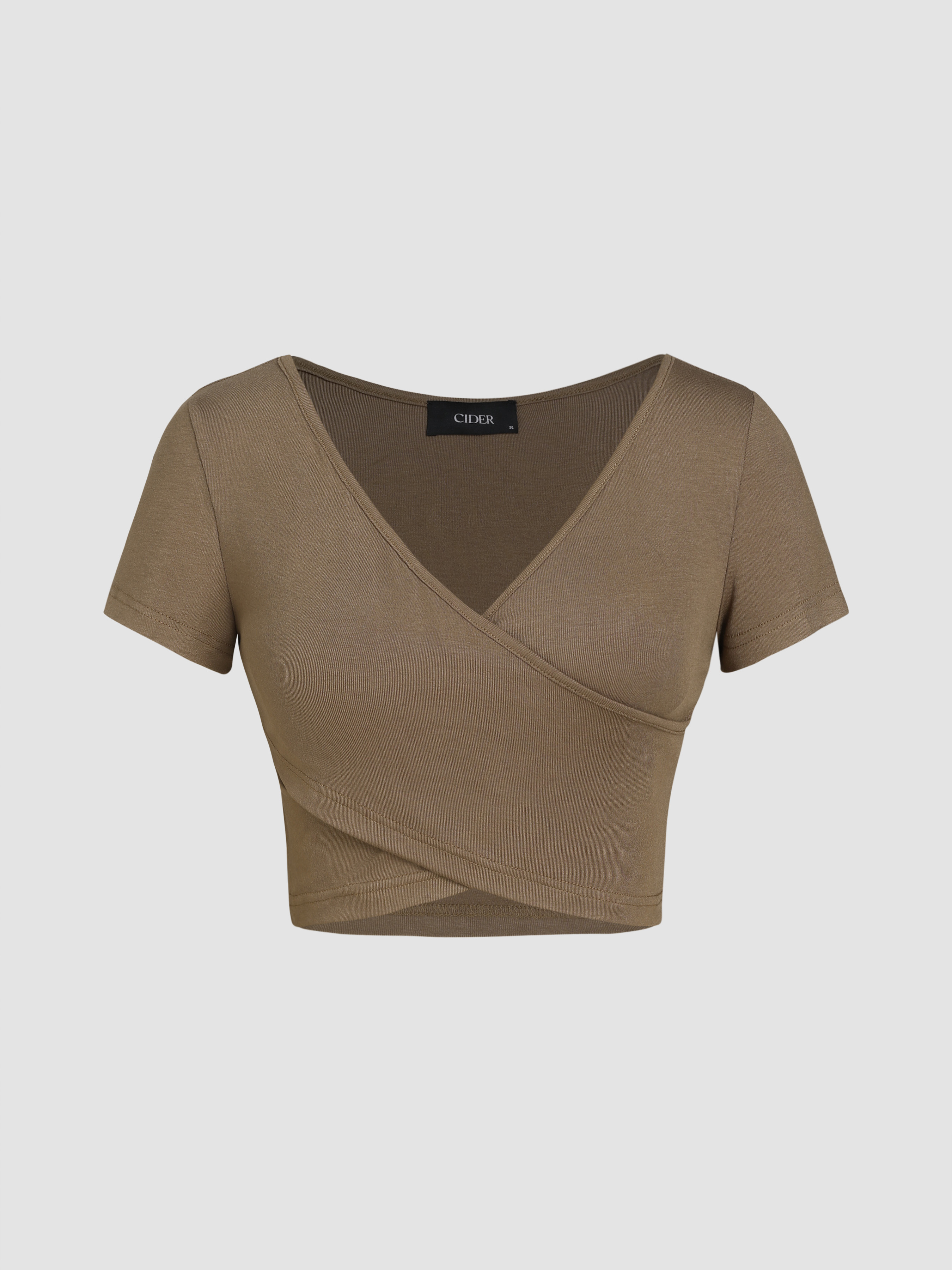 Wrap V-neck Crop Top For Daily Casual