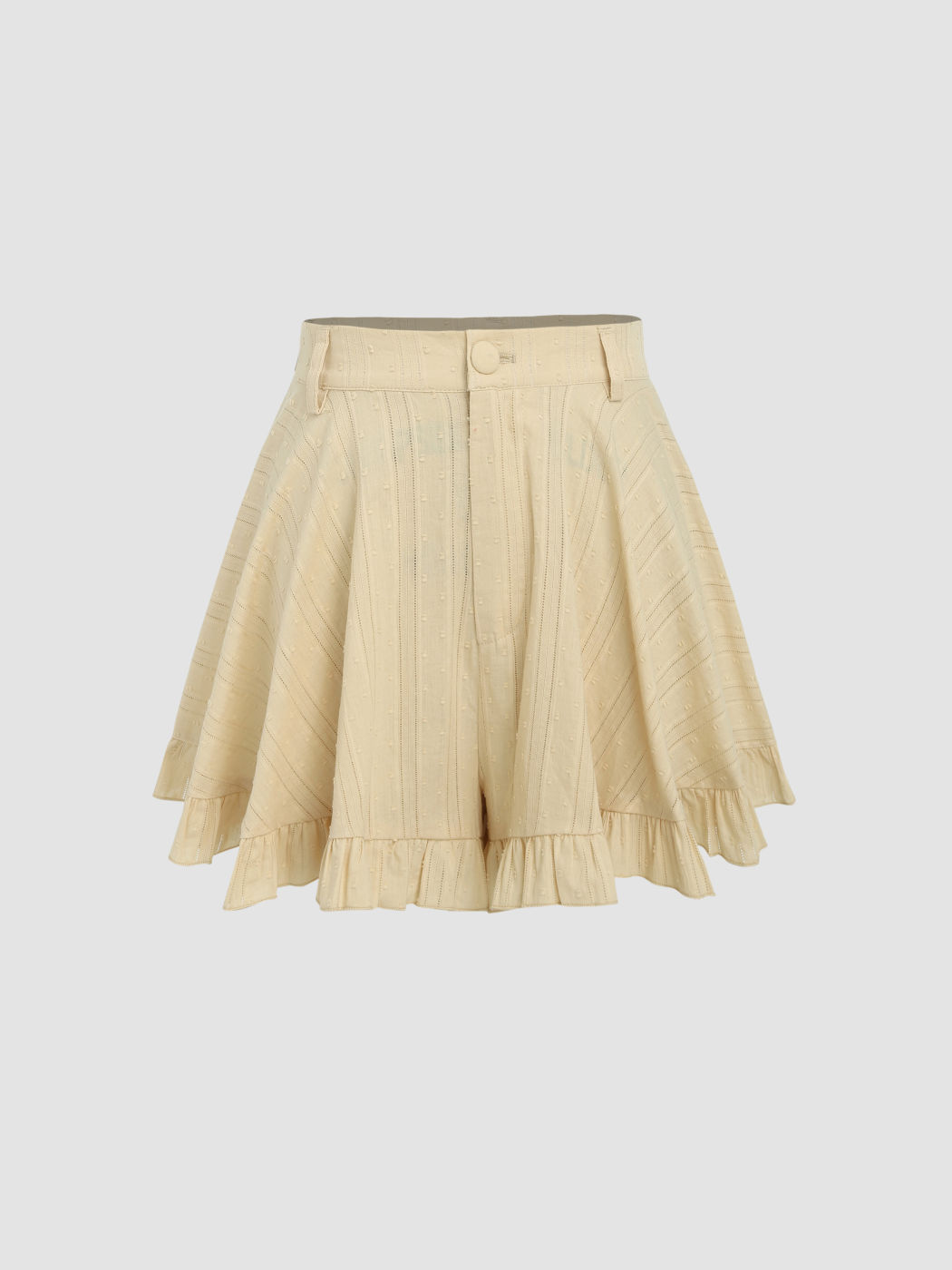 Texture Ruffle Middle Waist Shorts For Daily Casual
