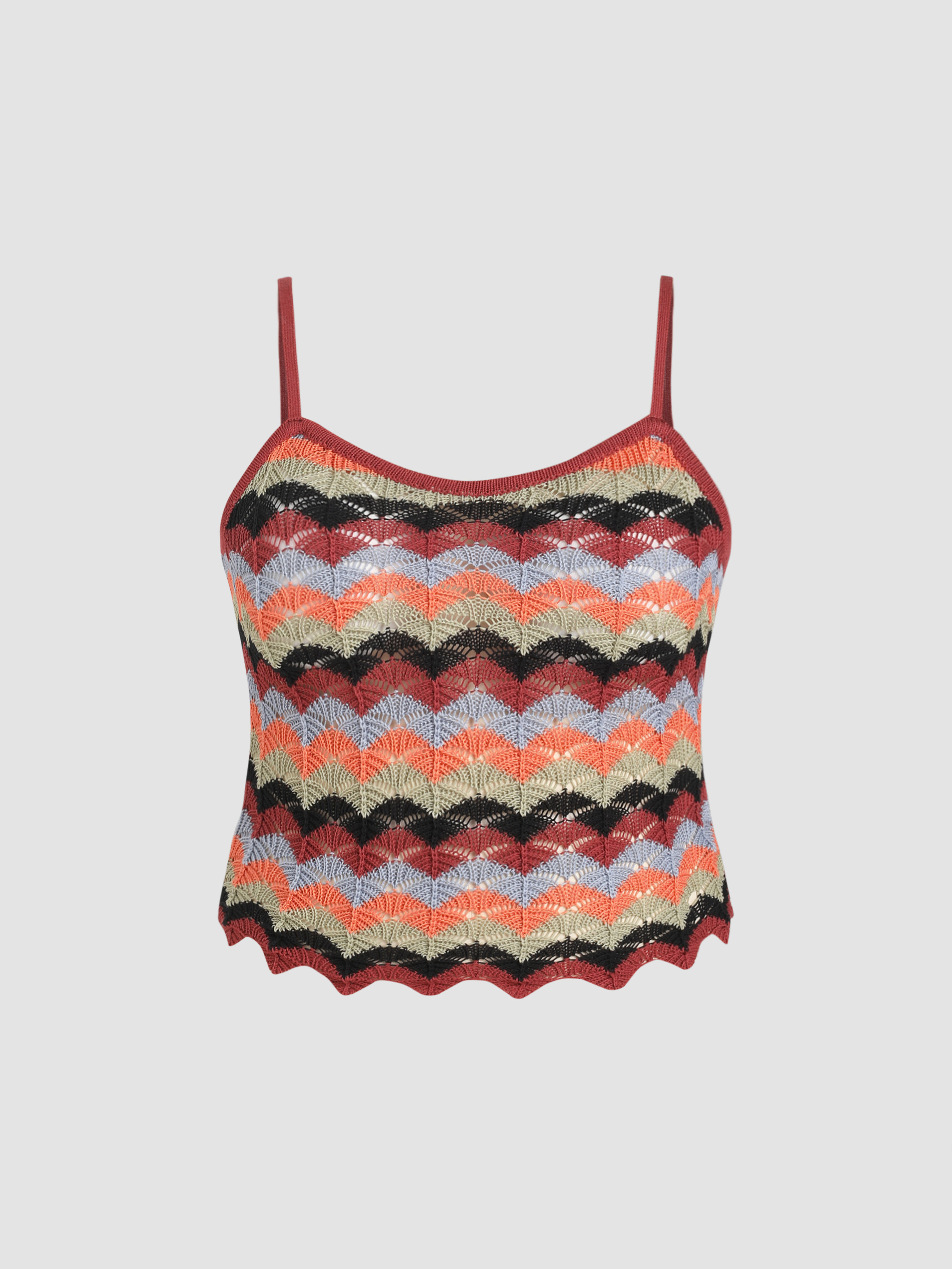 Knit Fabric Striped Knitted Crop Top Curve & Plus For Music Festival ...