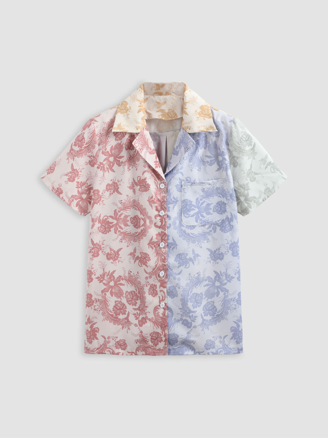 Floral Colorblock Button Shirt