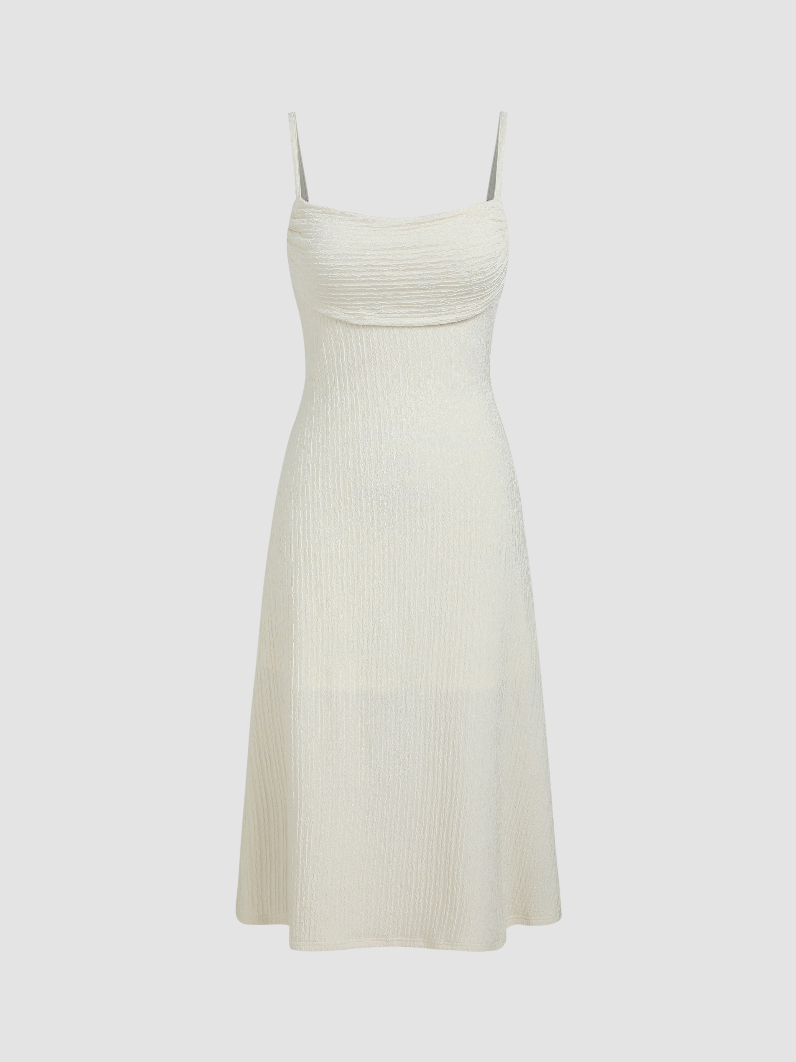 Knit Fabric Texture Ruched Midi Dress For Date