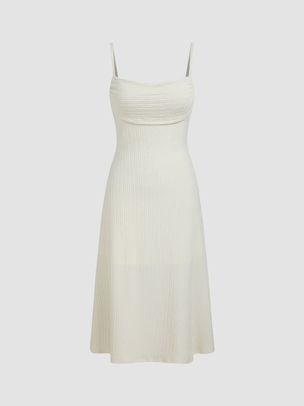 Knit Fabric Texture Ruched Midi Dress For Date