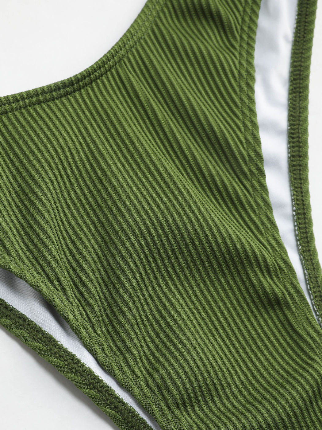 Rib Scoop Neckline Bikini Swimsuit For Vacation Swimming Pool Beach