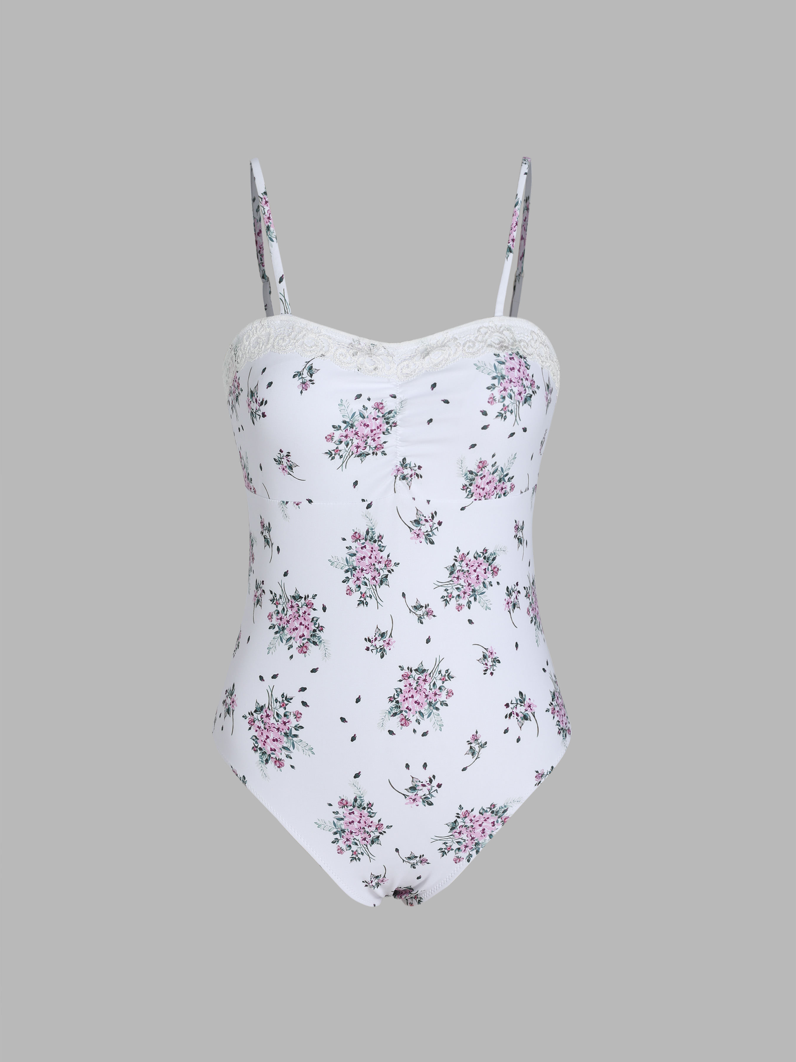 Lace Floral One Piece Swimsuit Cider