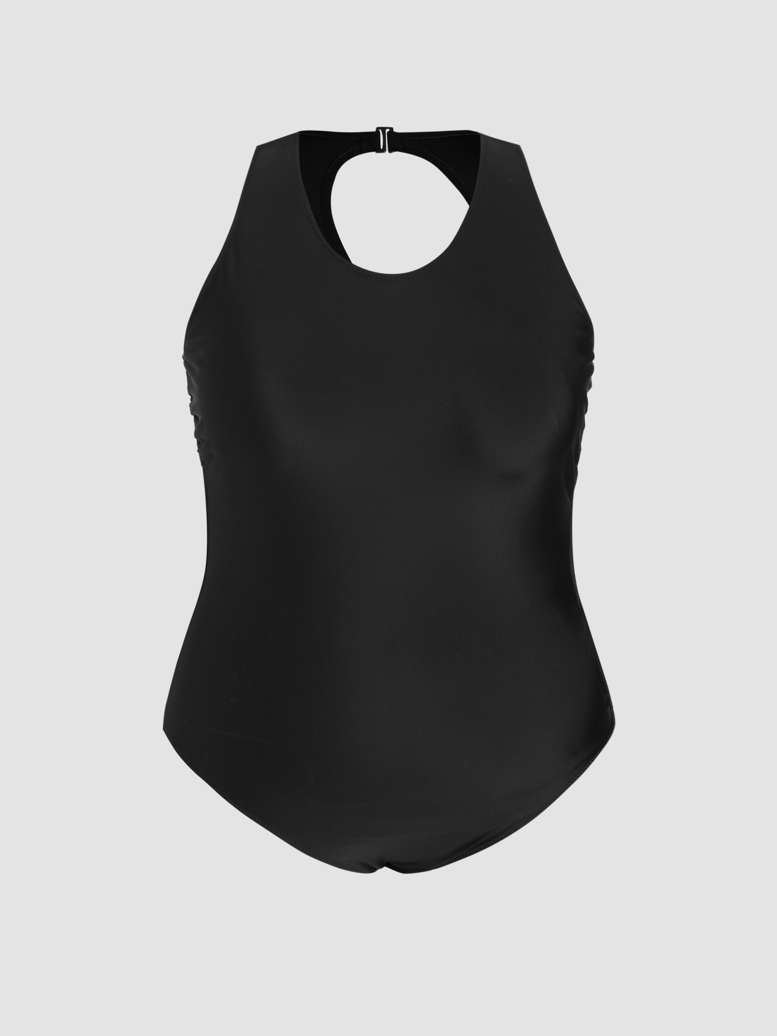 Curve & Plus Cut Out Lace Up Side One Piece Swimsuit - Cider