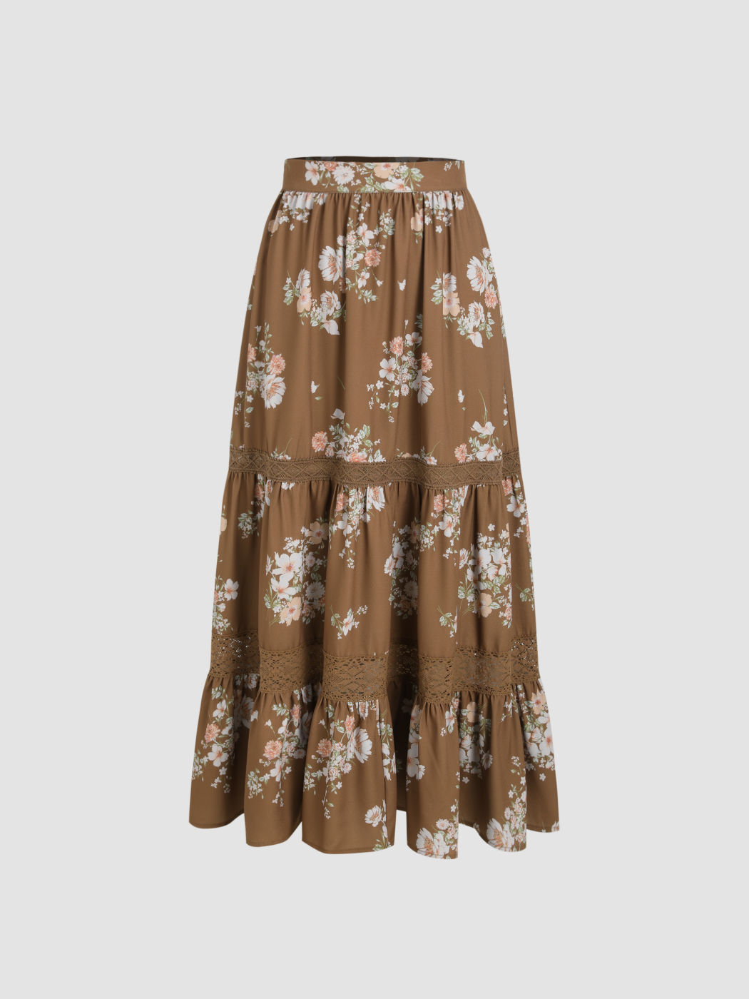 Woven Floral High Waist Maxi Skirt For Vacation
