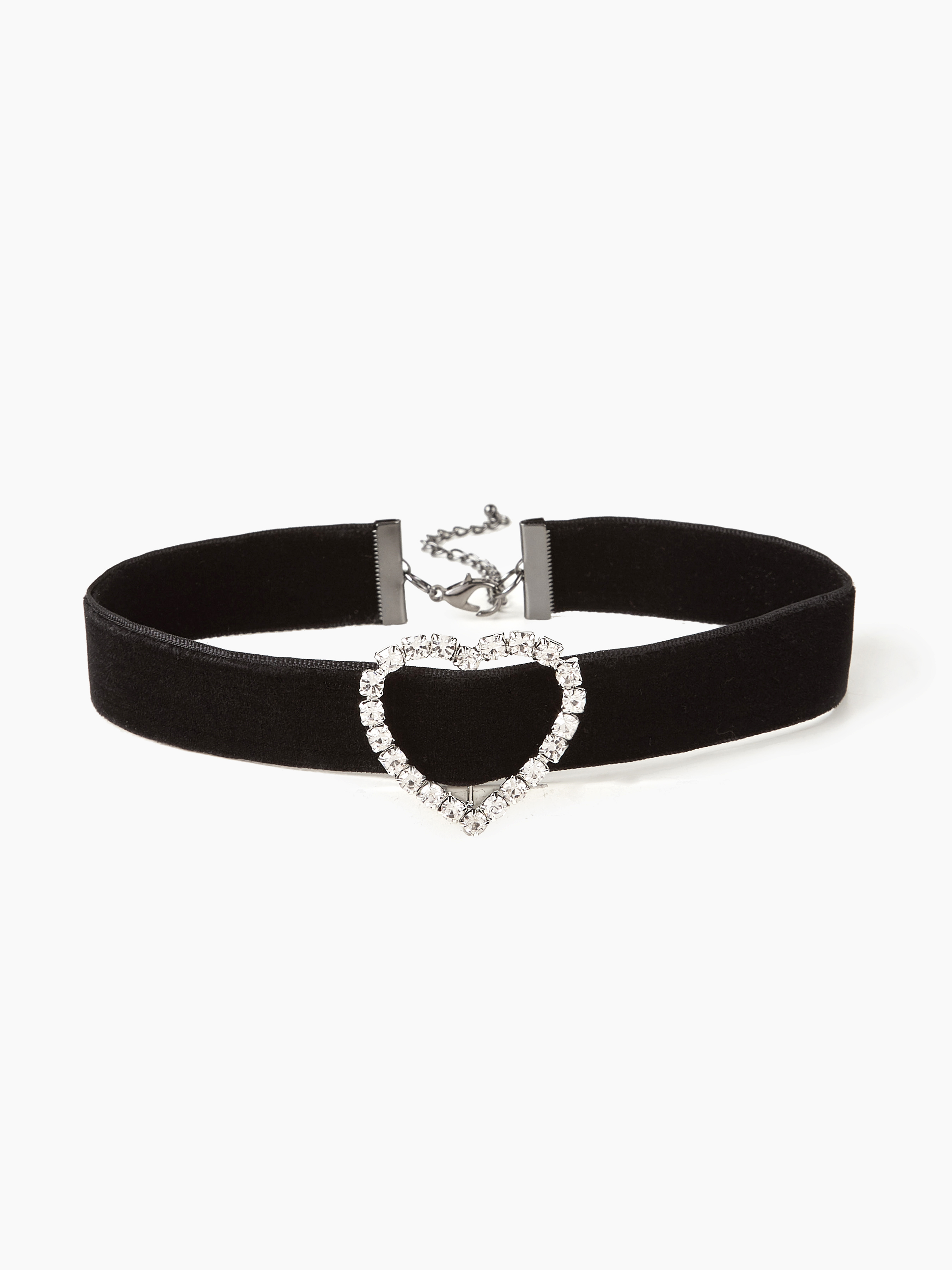 Heart Rhinestone Decor Choker Necklace For Daily Casual Music Festival ...