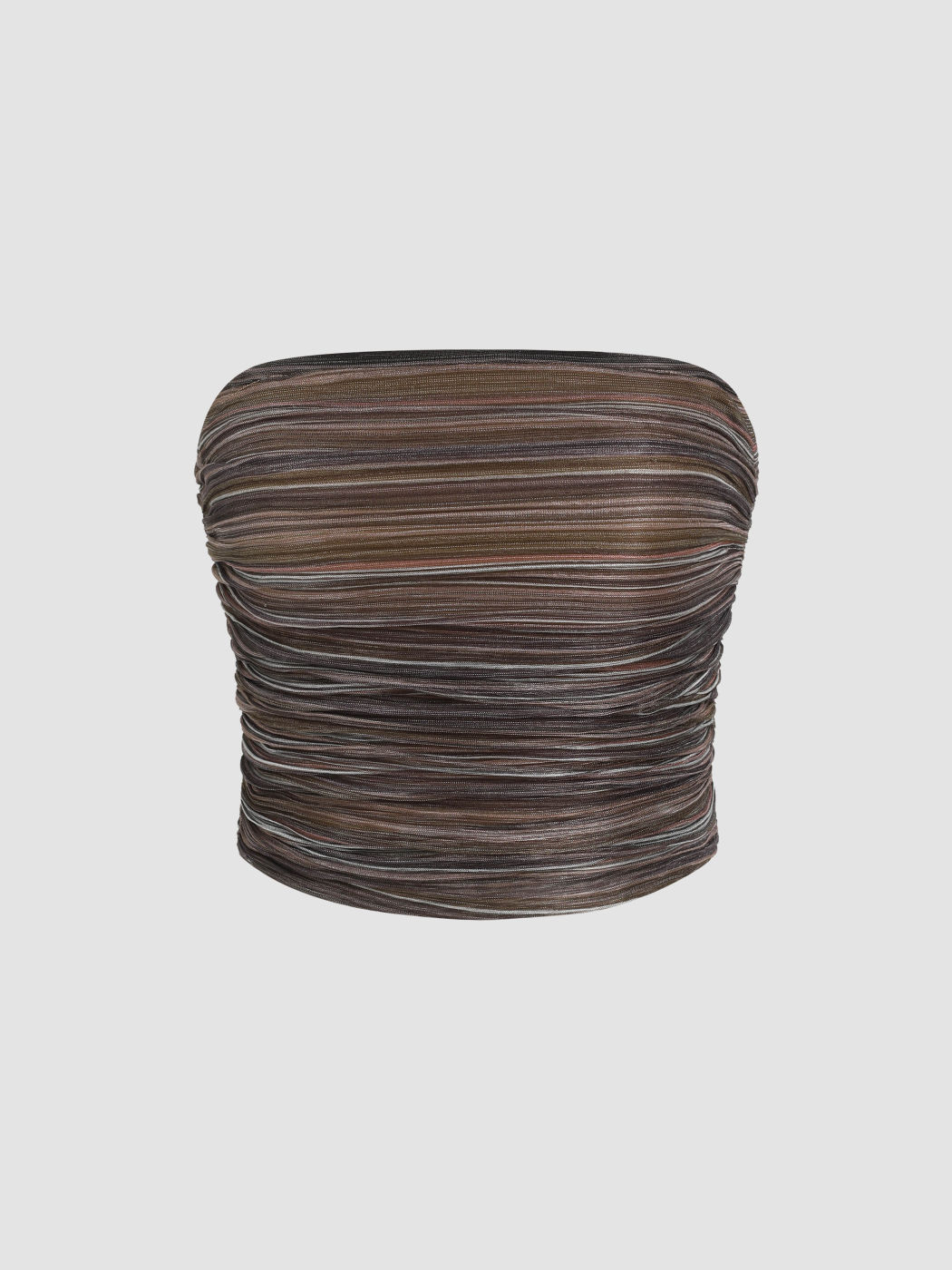 Mesh Knit Fabric Mesh Striped Ruched Tube Top For Date Music Festival ...