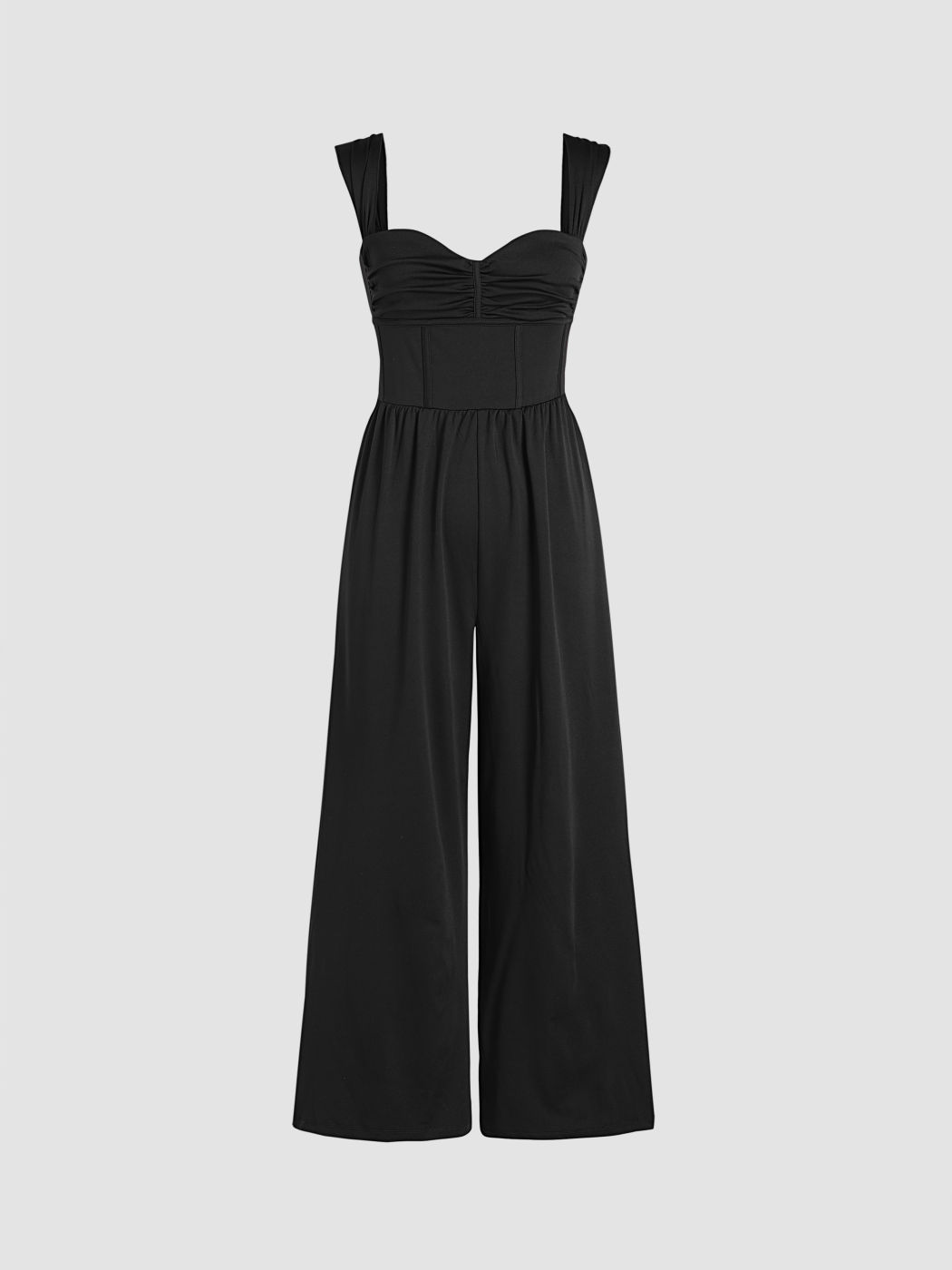 Corset Ruched Wide Leg Jumpsuit For Daily Casual