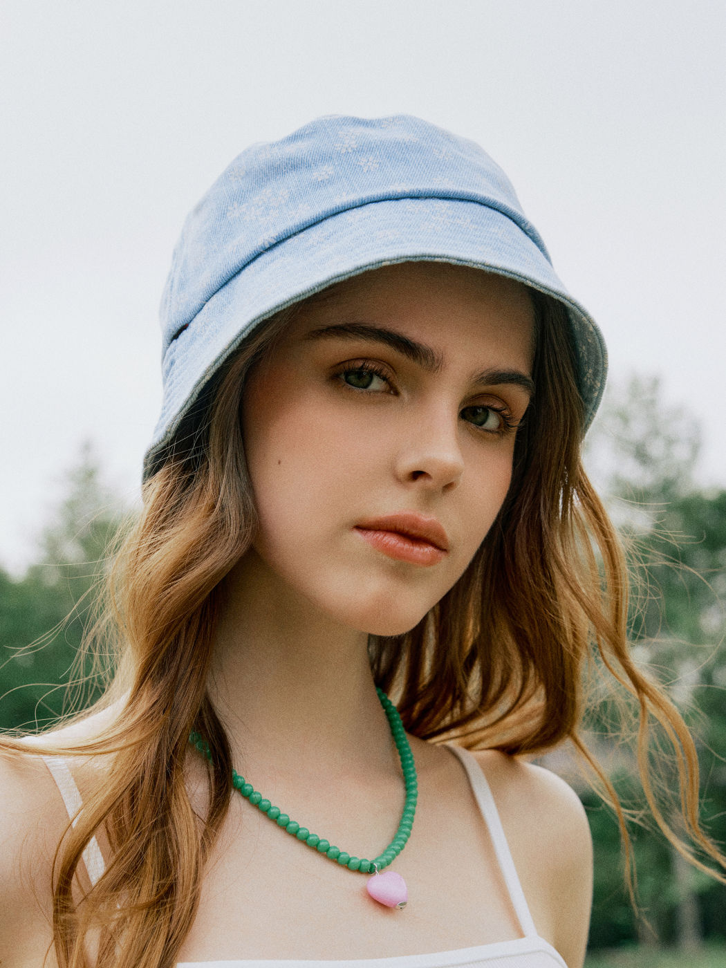Material Denim Flower Pattern Bucket Hat For Occasion