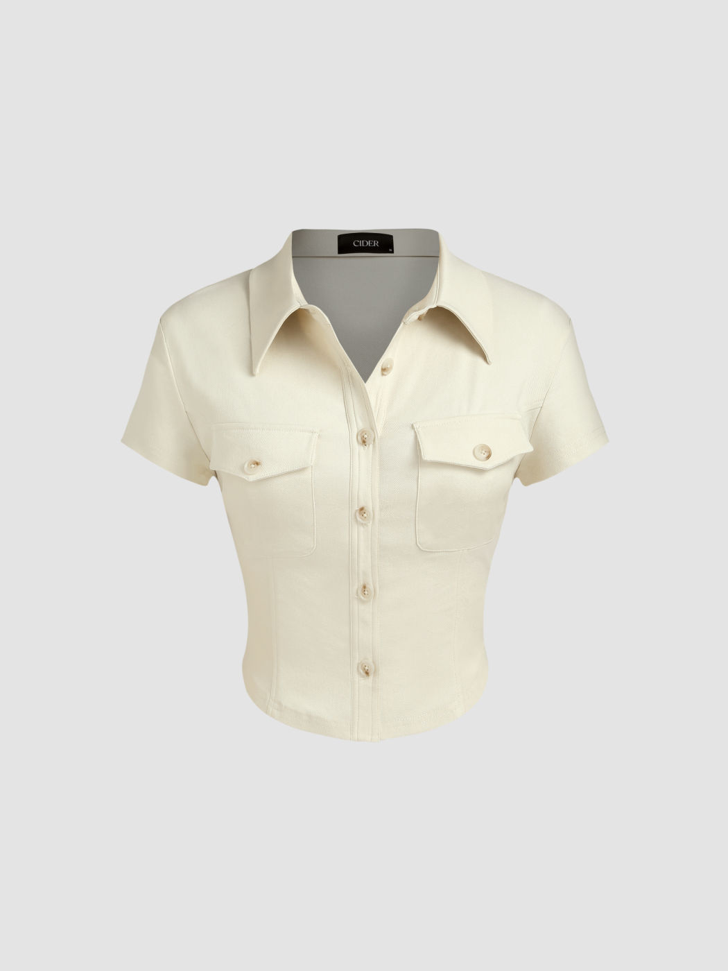 Woven Collar Button Up Corset Blouse For Work Daily Casual