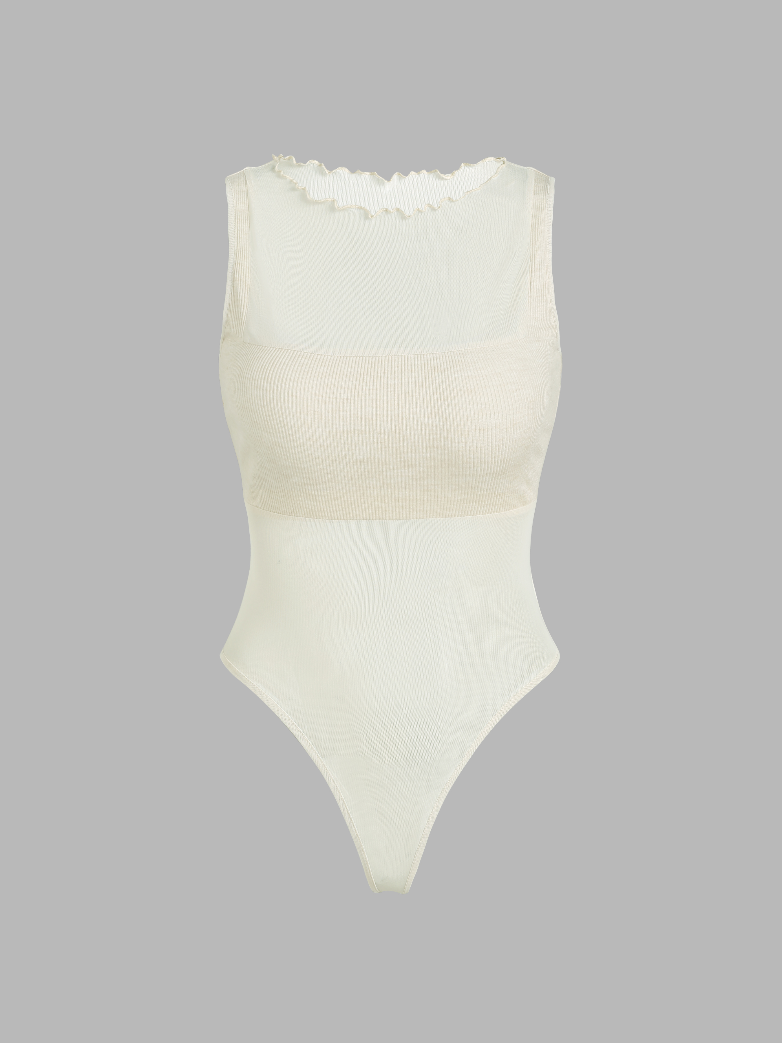 Mesh Lettuce Trim Bodysuit - Cider