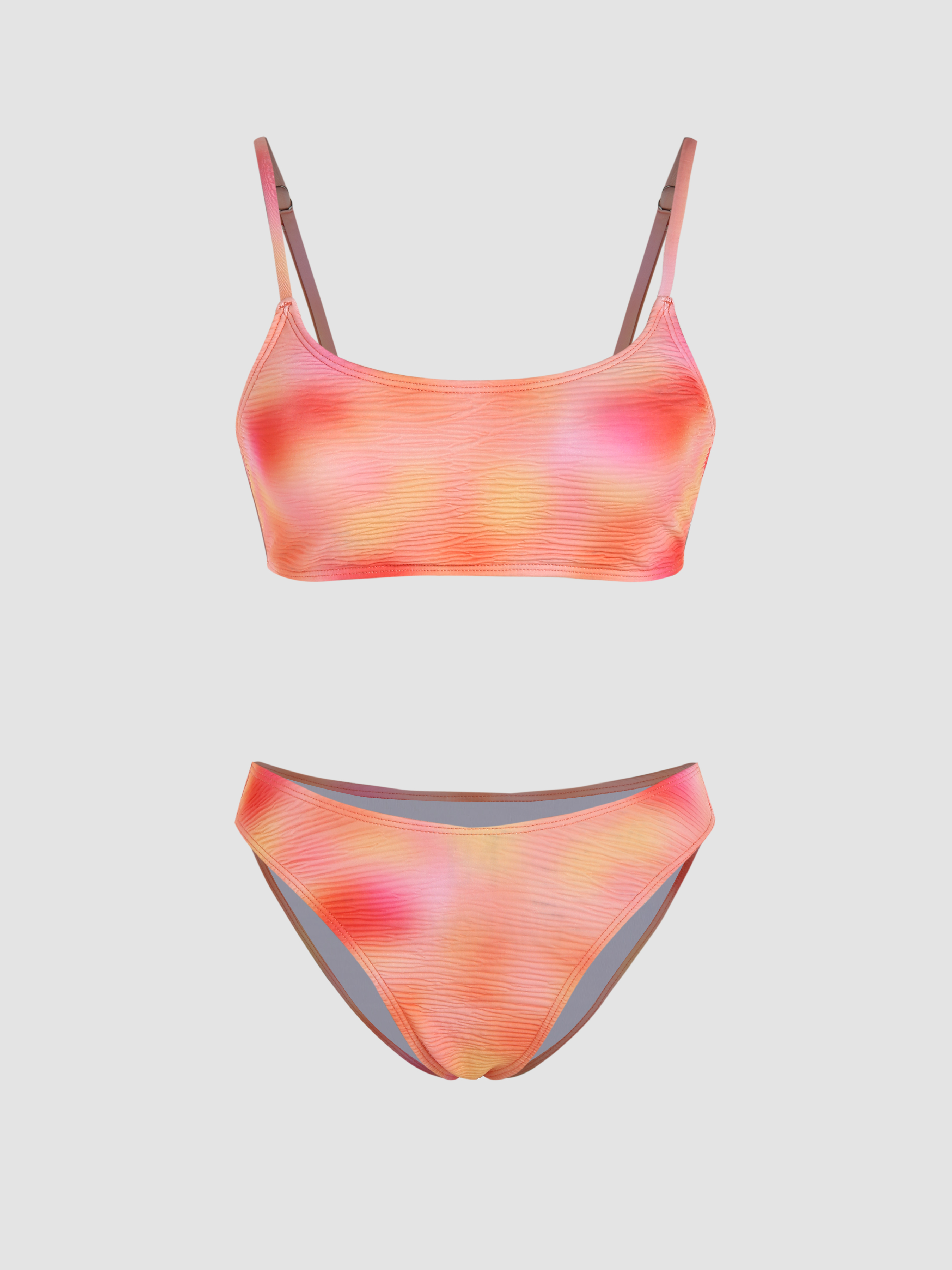 Tie Dye U Neckline Bikini Swimsuit For Music Festival Live House