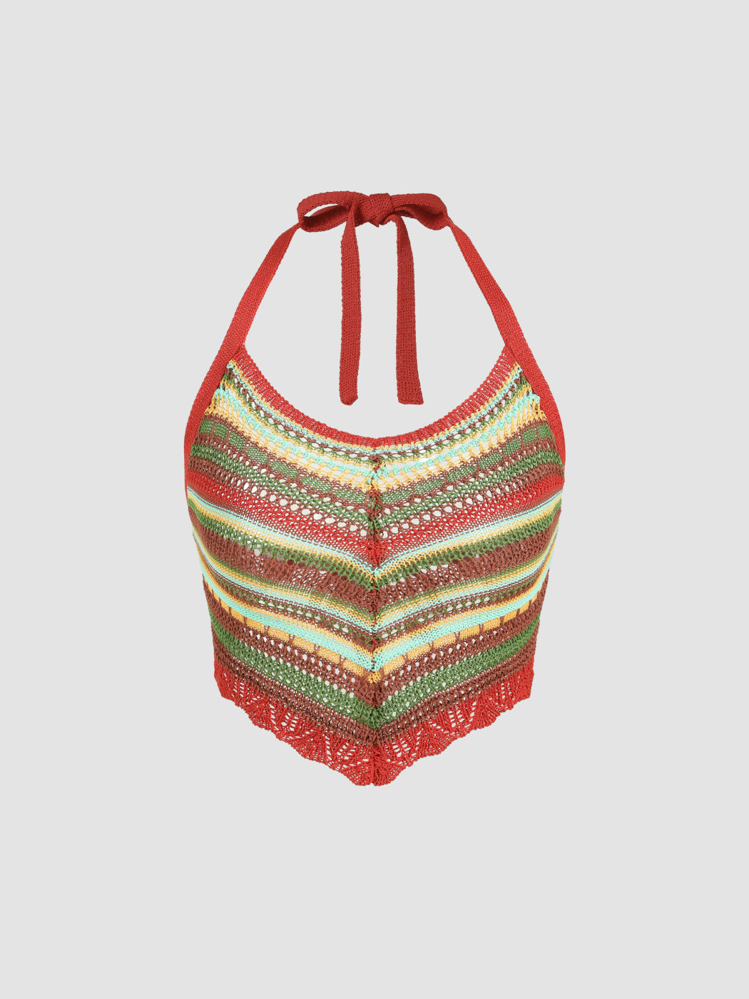 Knit Striped Backless Knotted Tank Top For Vacation