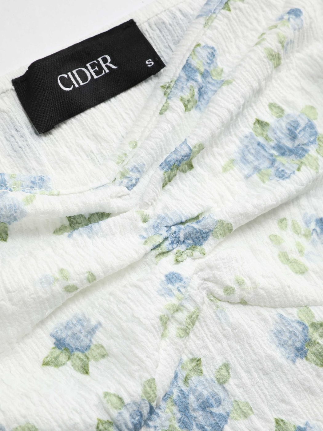 Floral Texture Ruched Crop Top For Daily Casual Date