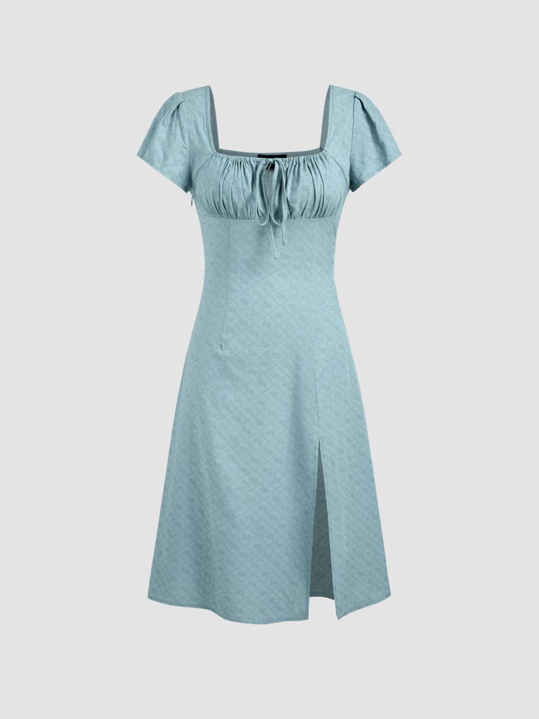 Woven Geometric Knotted Split Midi Dress For Daily Casual Date