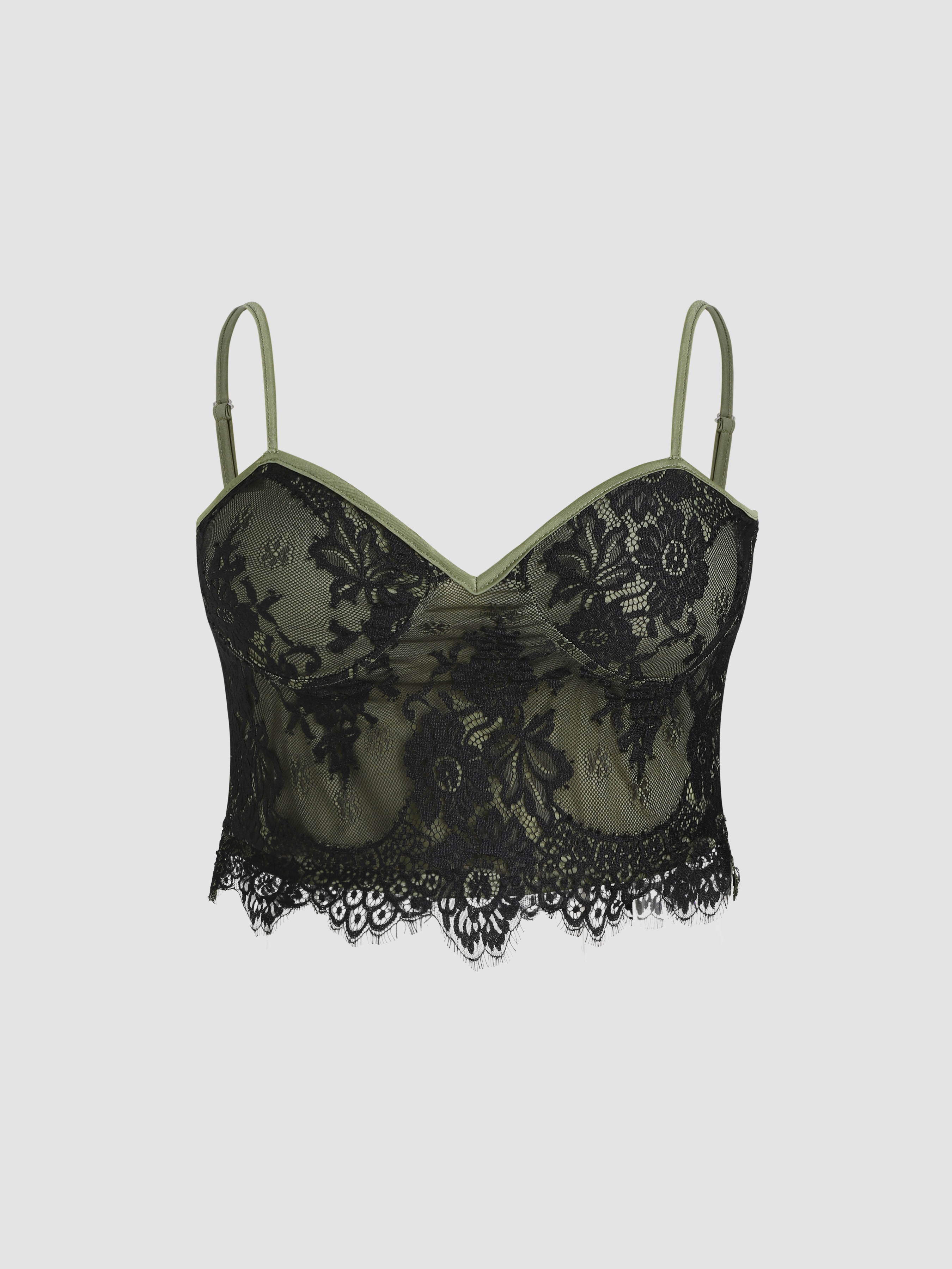 Lace Lace Floral Tassel Cami Crop Top Curve & Plus For Date