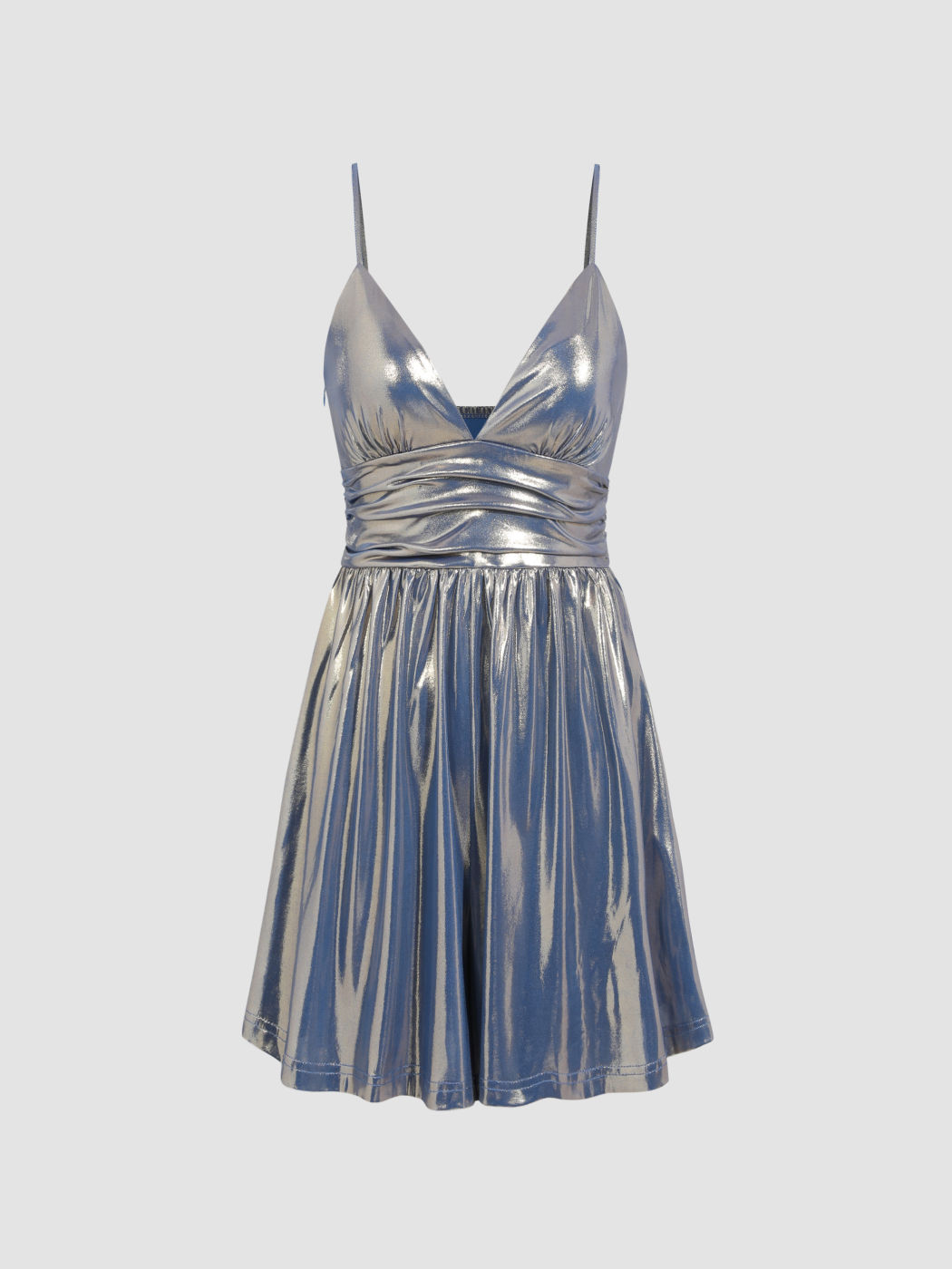 Hoco Dress Homecoming Metallic Ruched Ruffle V-neck Romper For Music ...