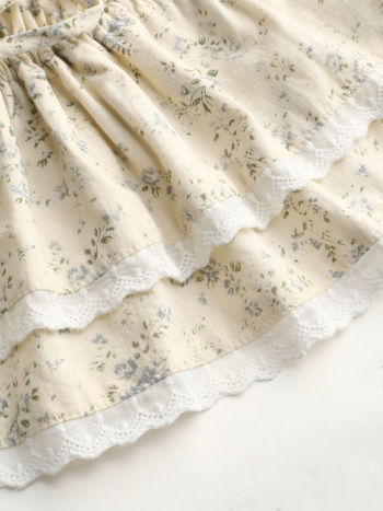 Floral Lace Hem Drawstring Tube Top For Daily Casual Vacation