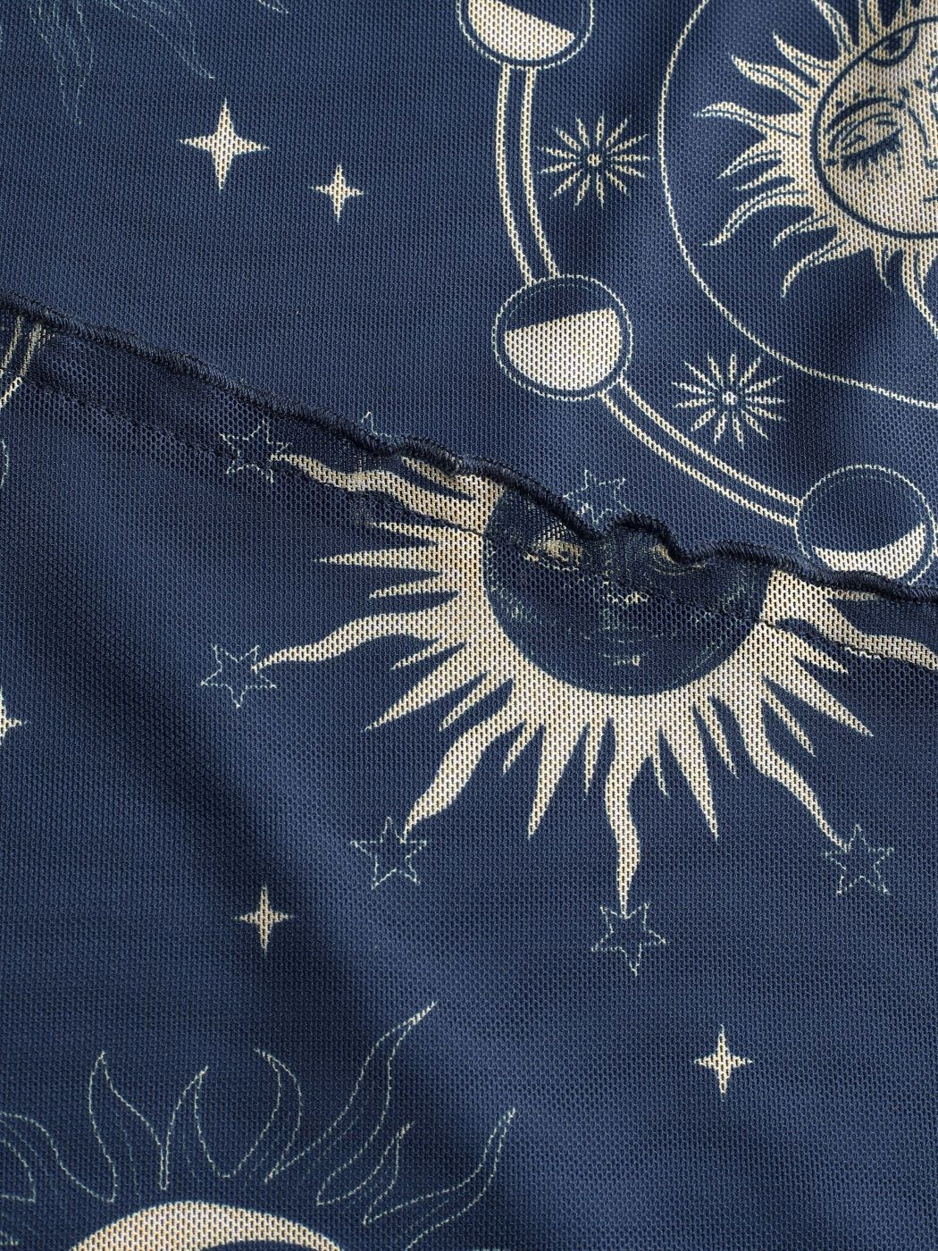 Moon & Sun Mesh Square Neck Mini Dress For Daily Casual Vacation