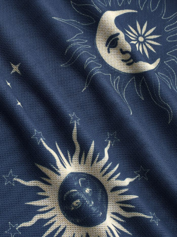 Moon & Sun Mesh Square Neck Mini Dress For Daily Casual Vacation