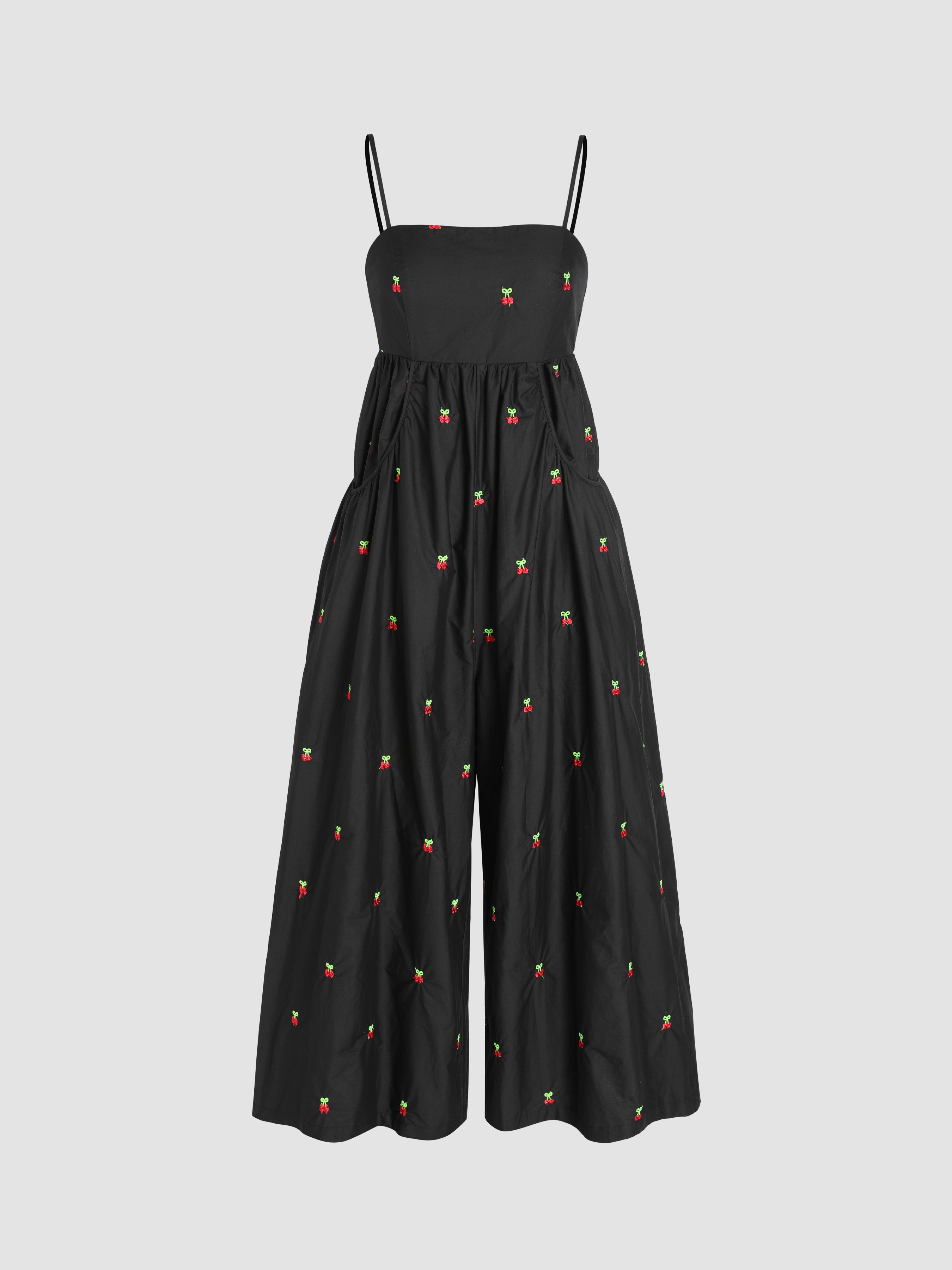 Cherry Ruffle Hem Wide Leg Jumpsuit Cider