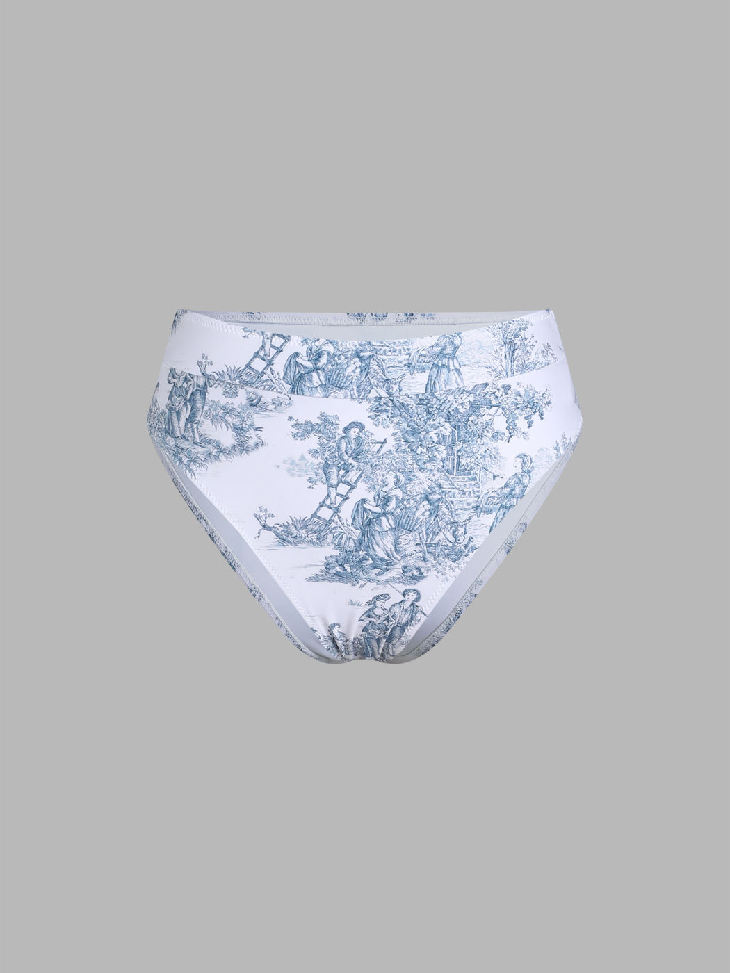 Knit Fabric Toile de Jouy Bikini Bottom For Vacation