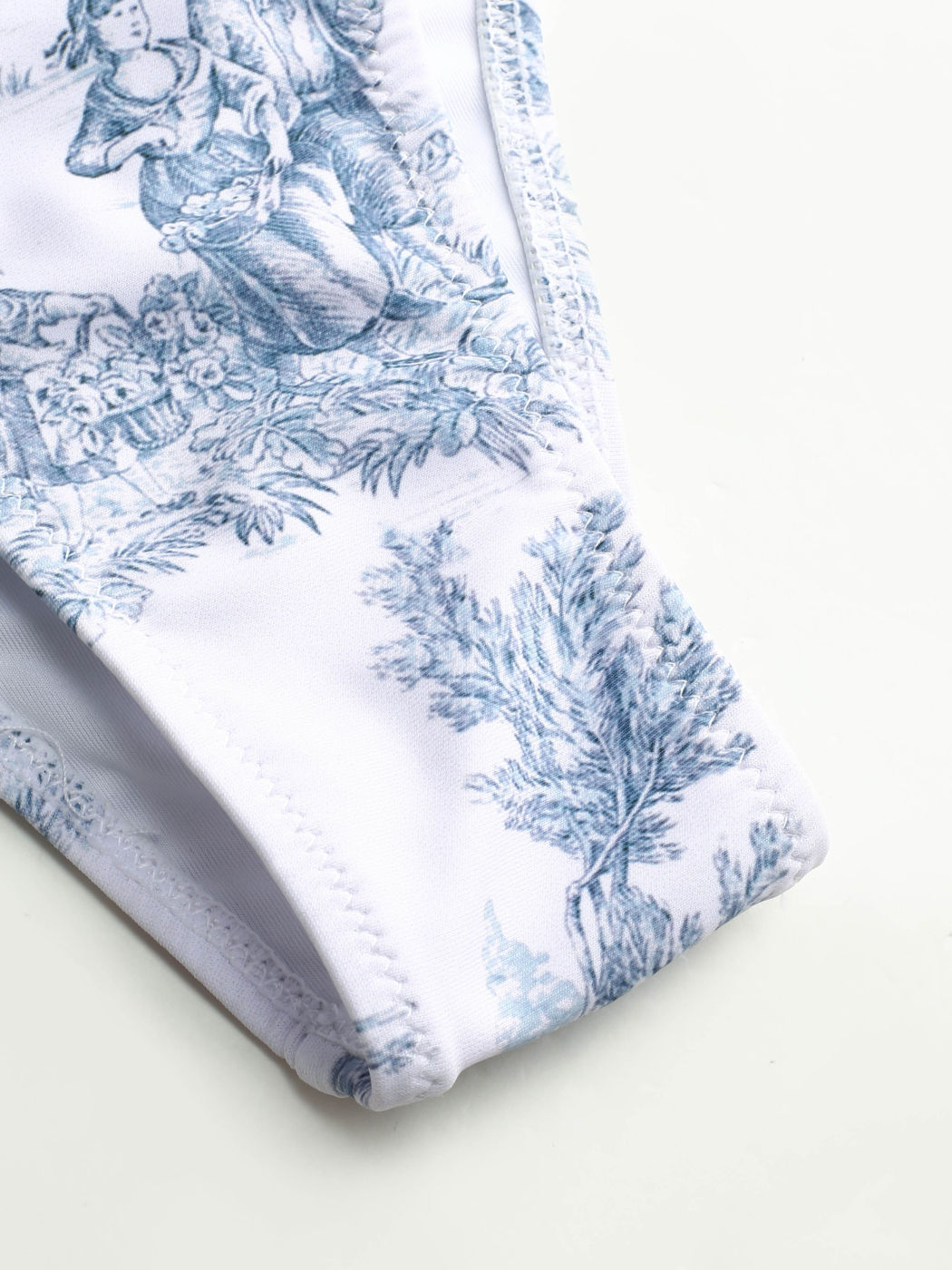 Knit Fabric Toile de Jouy Bikini Bottom For Vacation