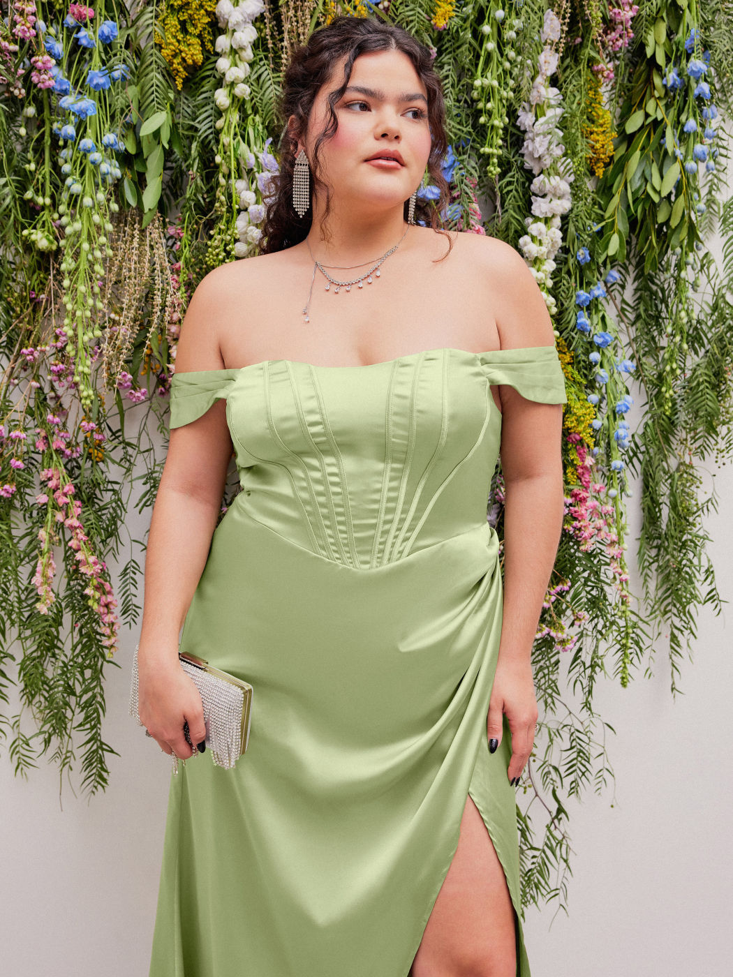 Curve & Plus Off-shoulder Ruched Maxi Dress - Cider