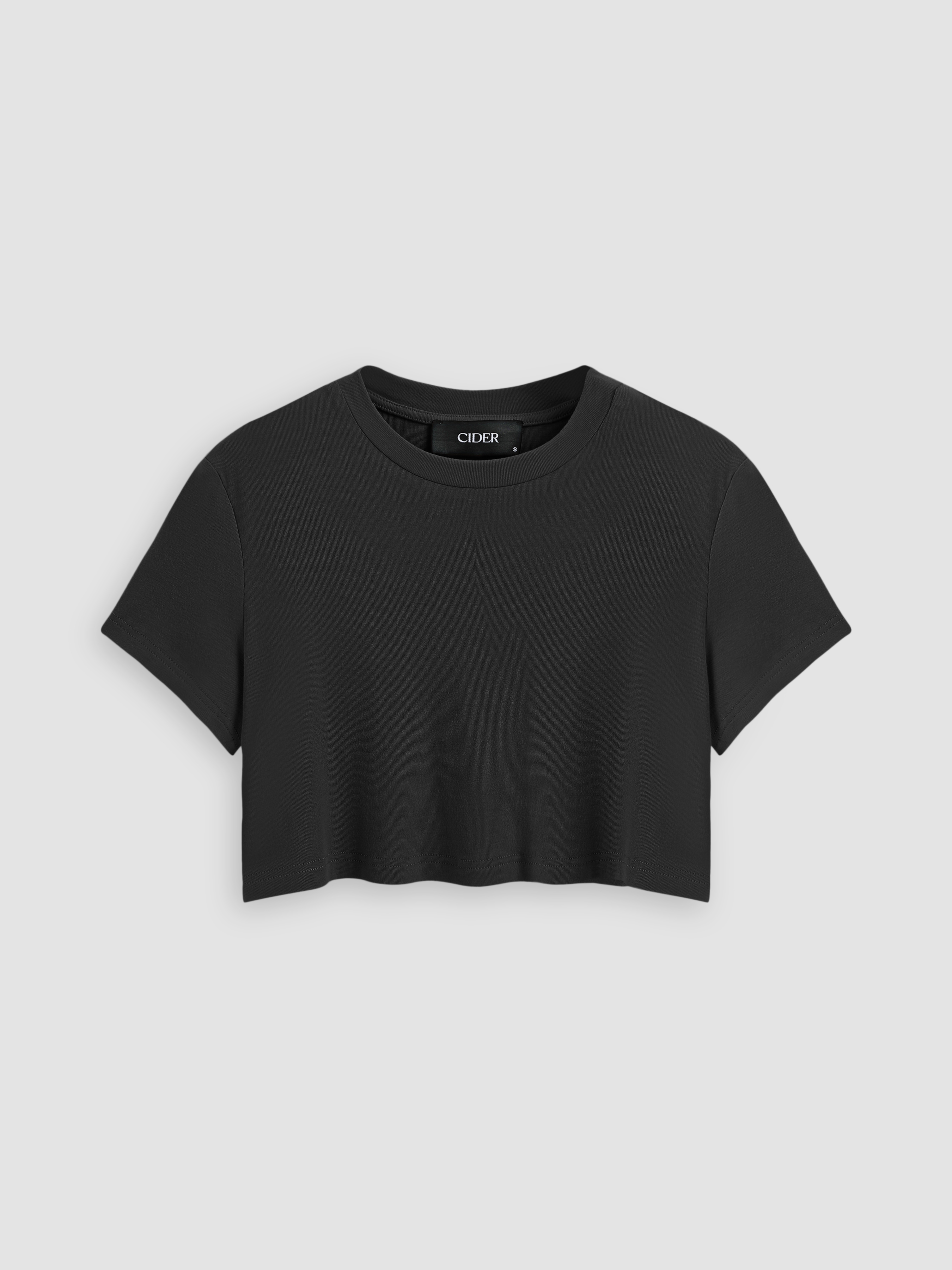 Round Neckline Short Sleeve Crop Tee For Daily Casual