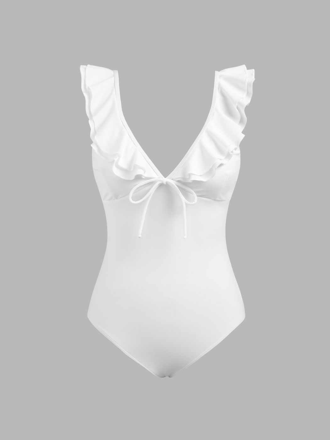 Material V Neck Bowknot Ruffle One Piece Swimsuit For Occasion Occasion