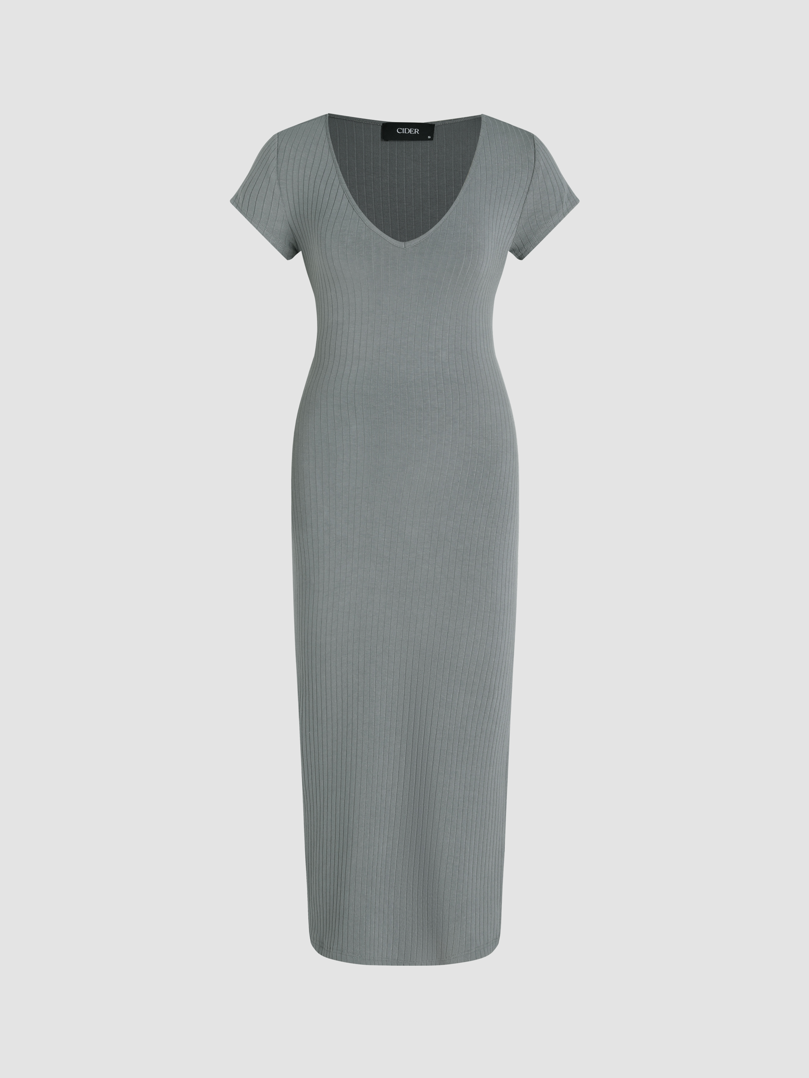 Split V-neck Midi Dress For Daily Casual Date