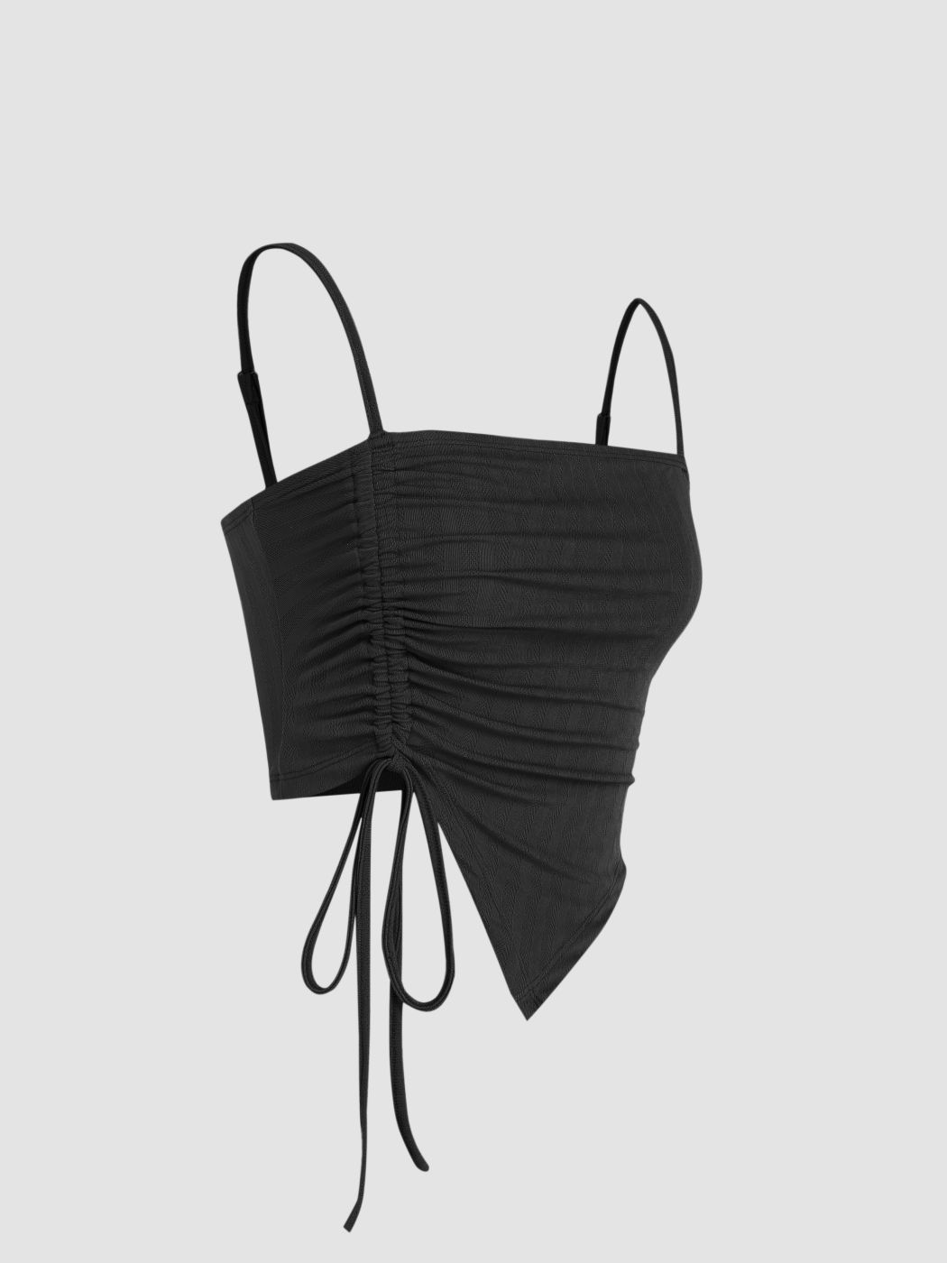 Knit Fabric Ruched Drawstring Crop Cami Top For Daily Casual