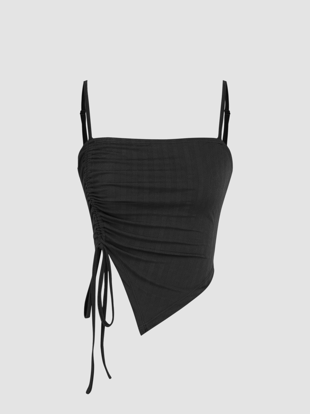 Knit Fabric Ruched Drawstring Crop Cami Top For Daily Casual