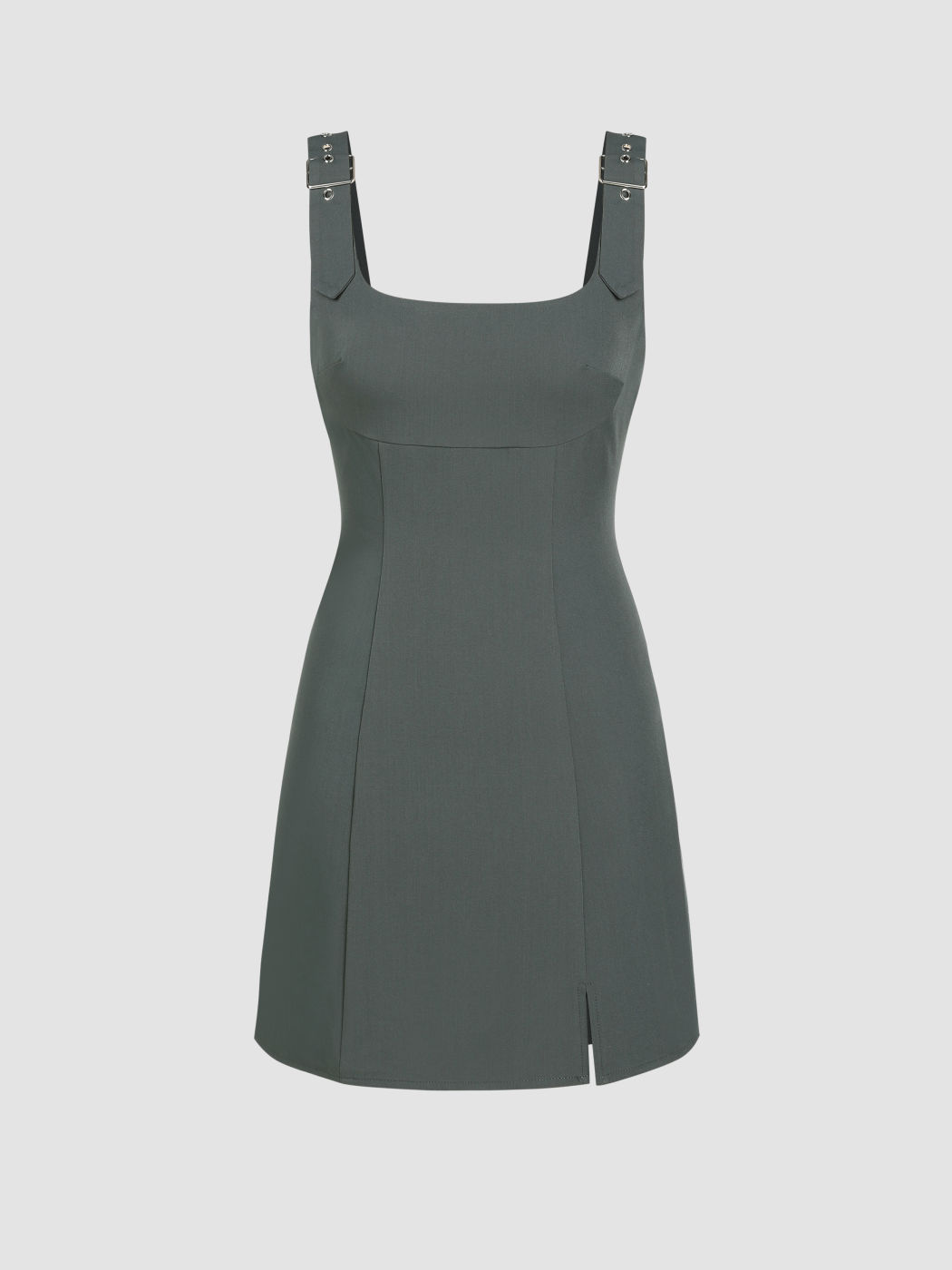 Square Neck Split Mini Dress For School Daily Casual